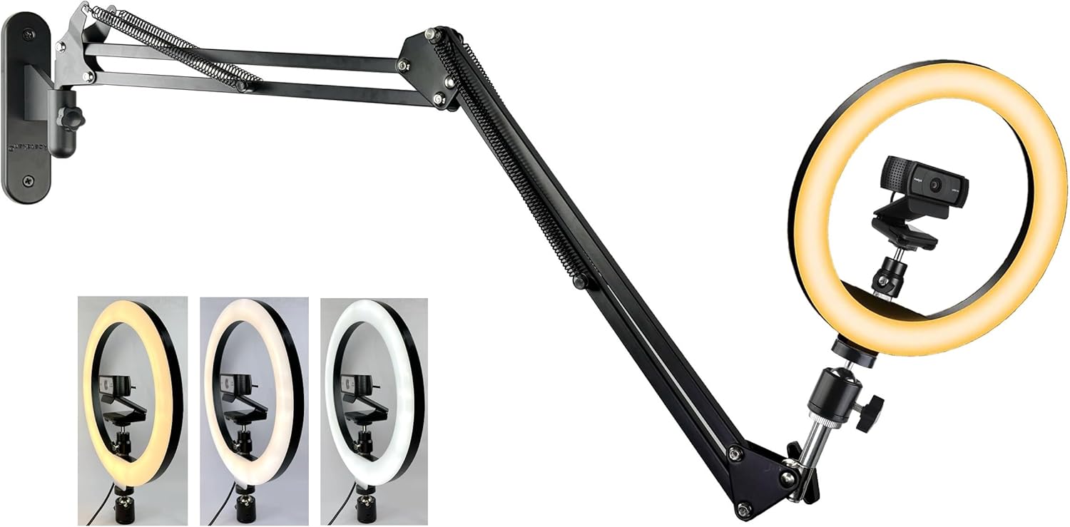 Amazon.com: Upgraded Webcam Wall Mount Selfie Light, 10'' Ring Light ...