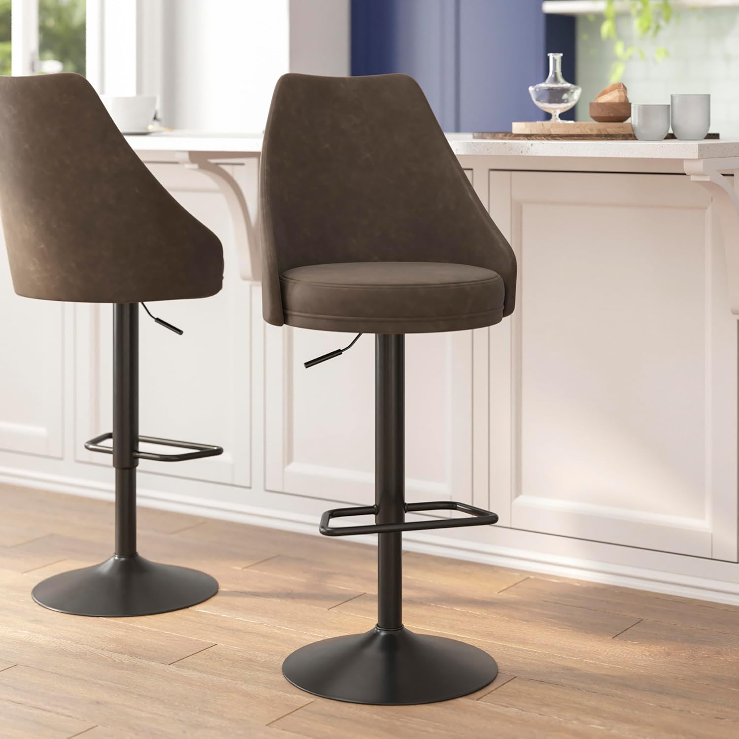 Amazon.com: BizChair Set of 2 Commercial Adjustable Height Bar Stools ...