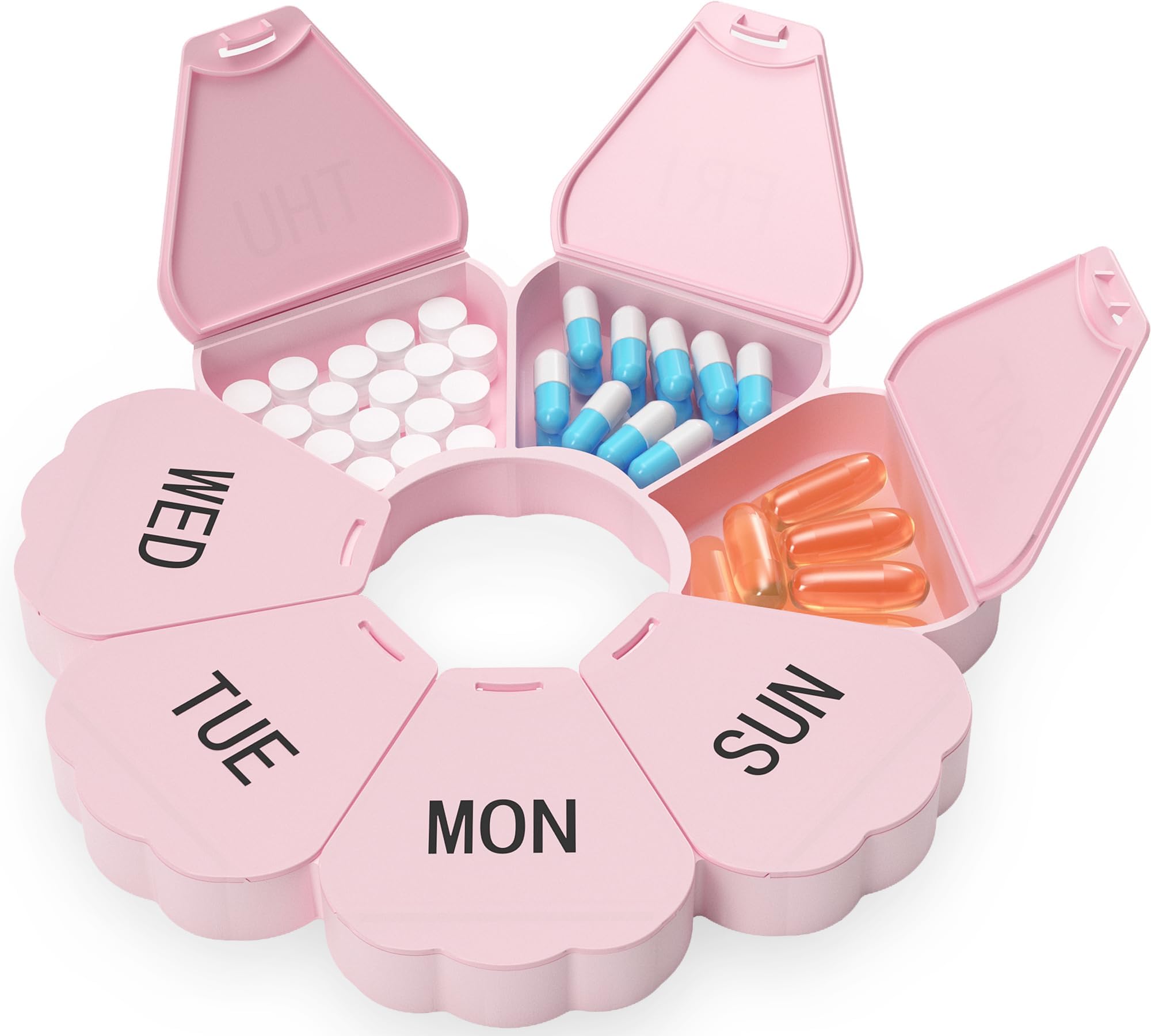 Amazon.com: Large Weekly Pill Box 7 Day, MOLN HYMY Cute Pill Case ...