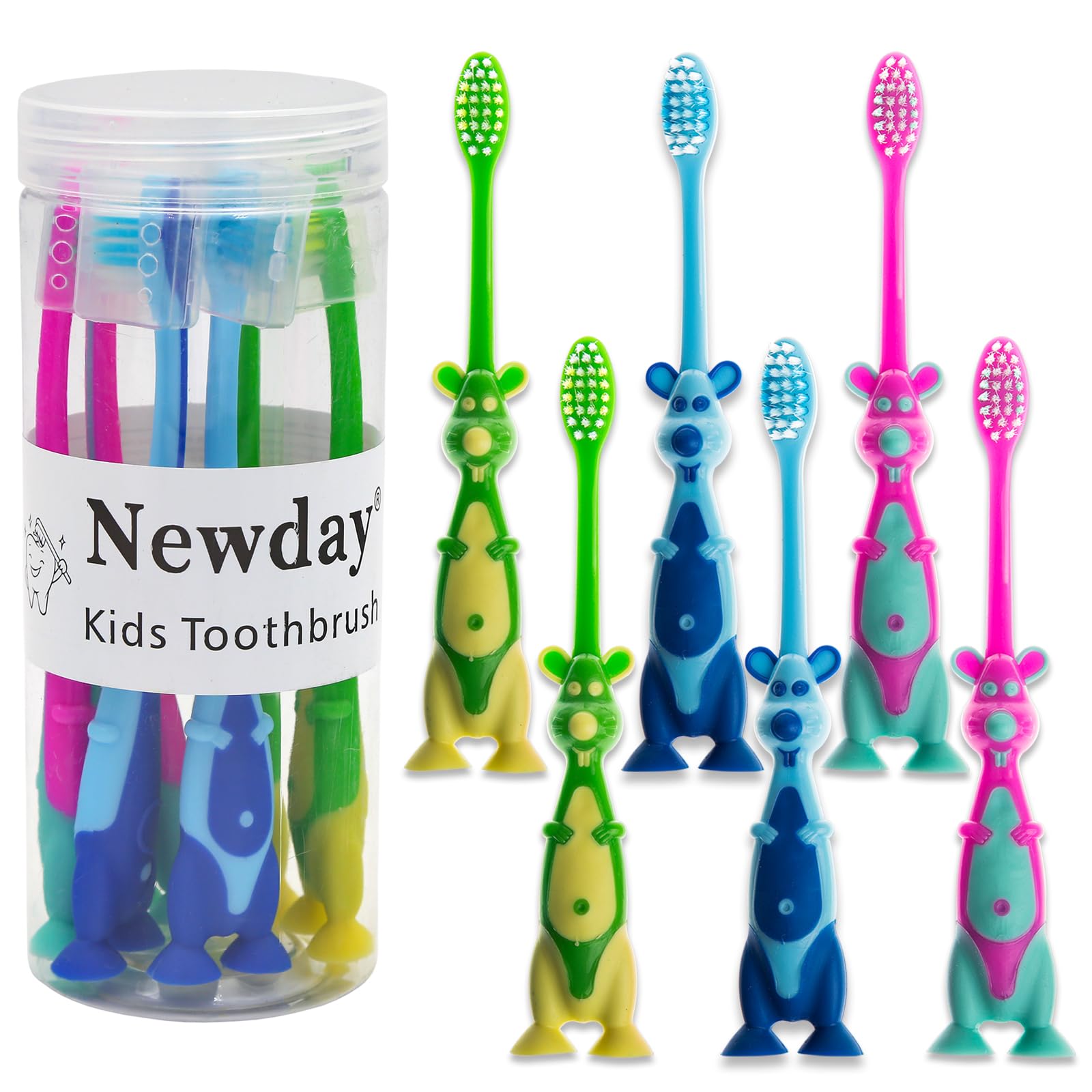Amazon.com : Newday Kids toothbrushes 6 Pack Set Soft Bristles Fun ...
