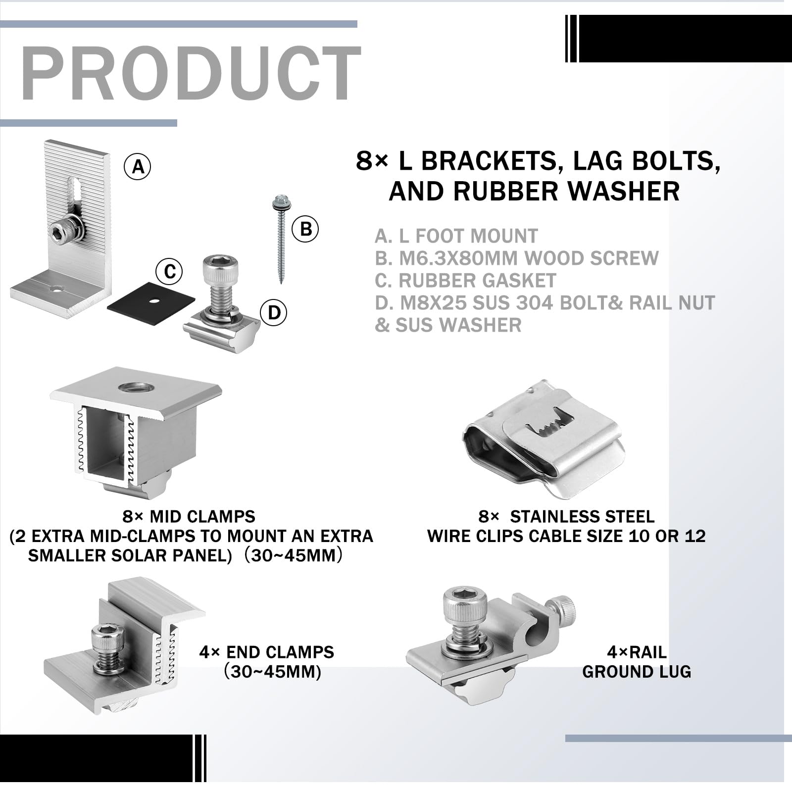 Snapklik.com : Tandefio Solar Panel Mounting Kit For 4 Solar Panels Or ...