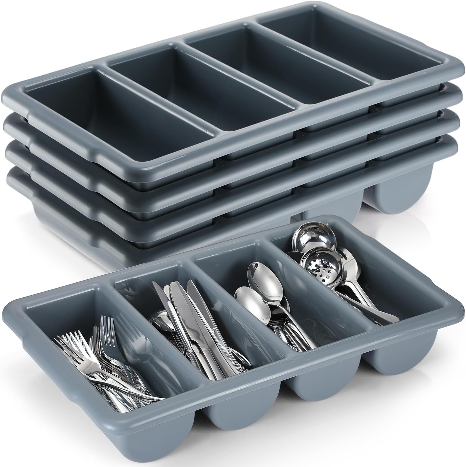 Amazon.com: Layhit 4 Pcs Plastic Commercial Cutlery Bin, Gray 4 ...