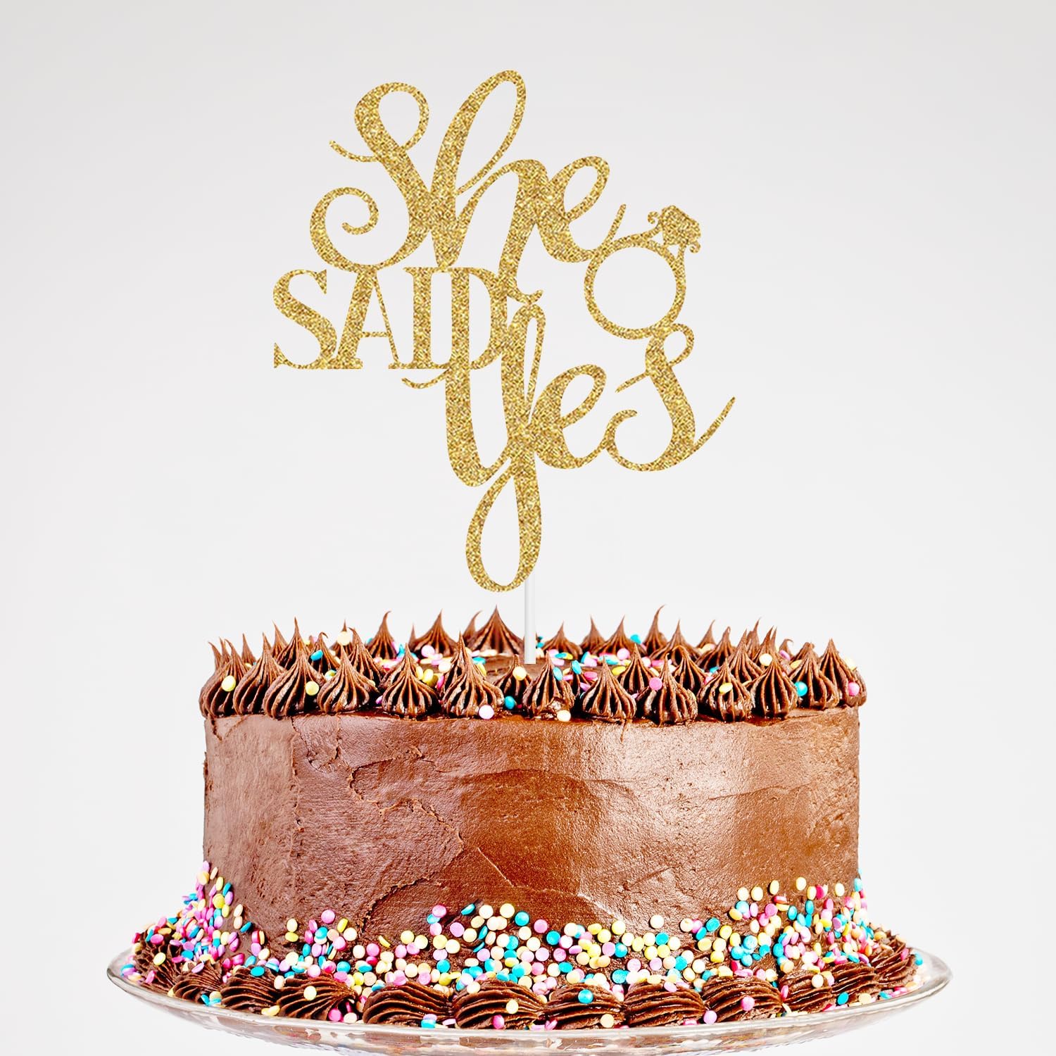 Amazon.com: Acexylmy Glitter She Said Yes Cake Topper - Engagement ...