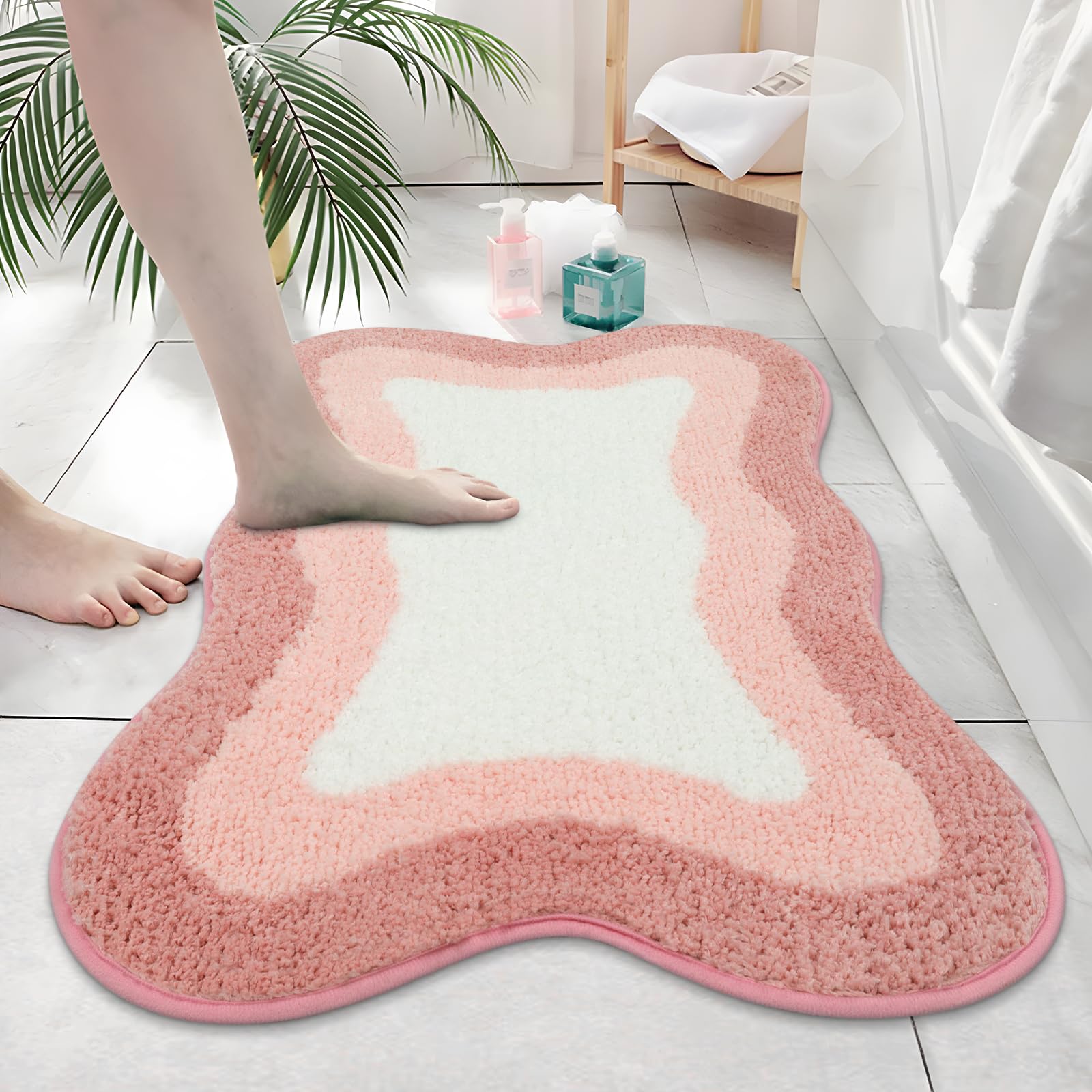 Amazon.com: HAOCOO Pink Bathroom Rugs Non Slip 20X31 inch, Ultra Soft ...