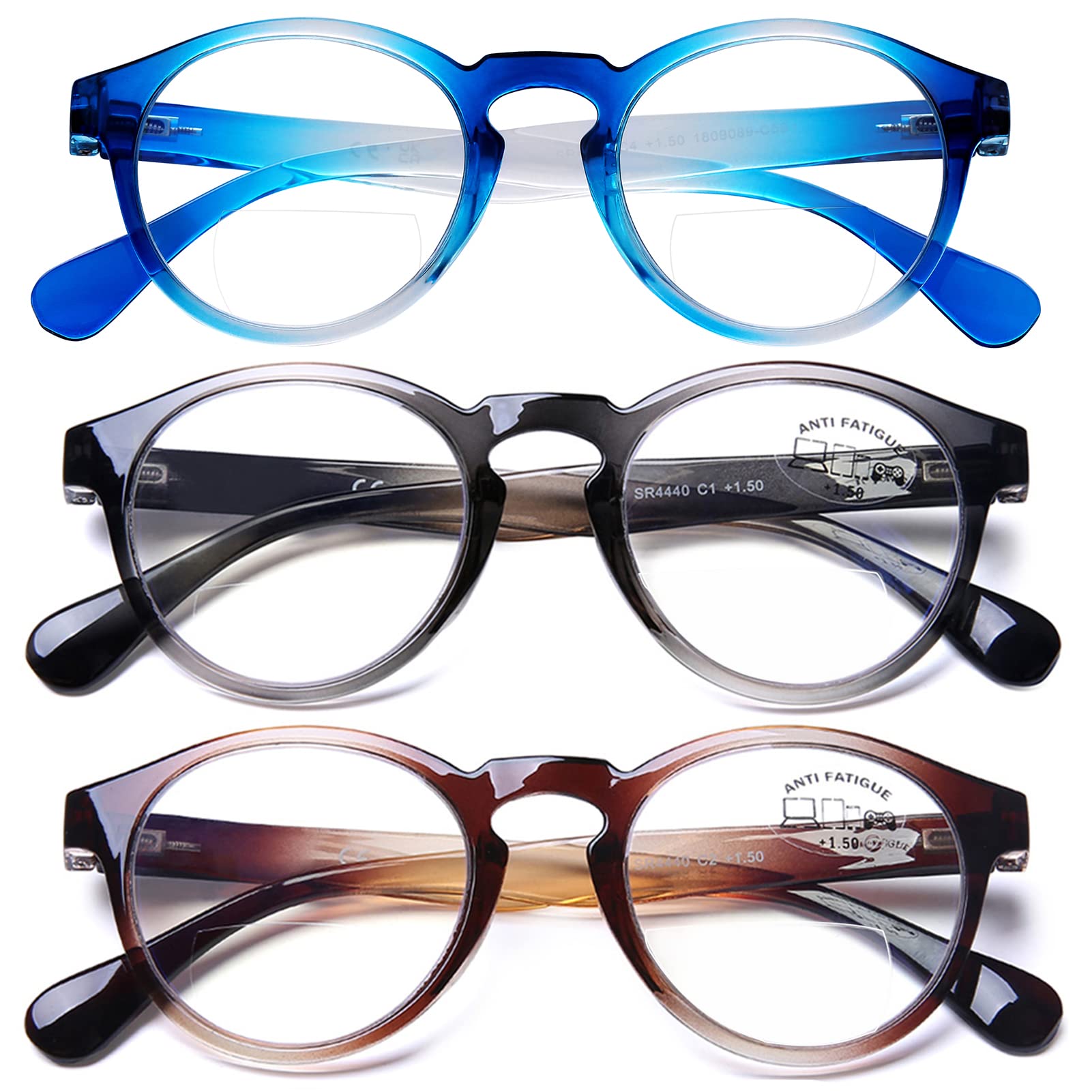 Amazon.com: AQWANO Bifocal Reading Glasses for Men Blue Light Blocking ...