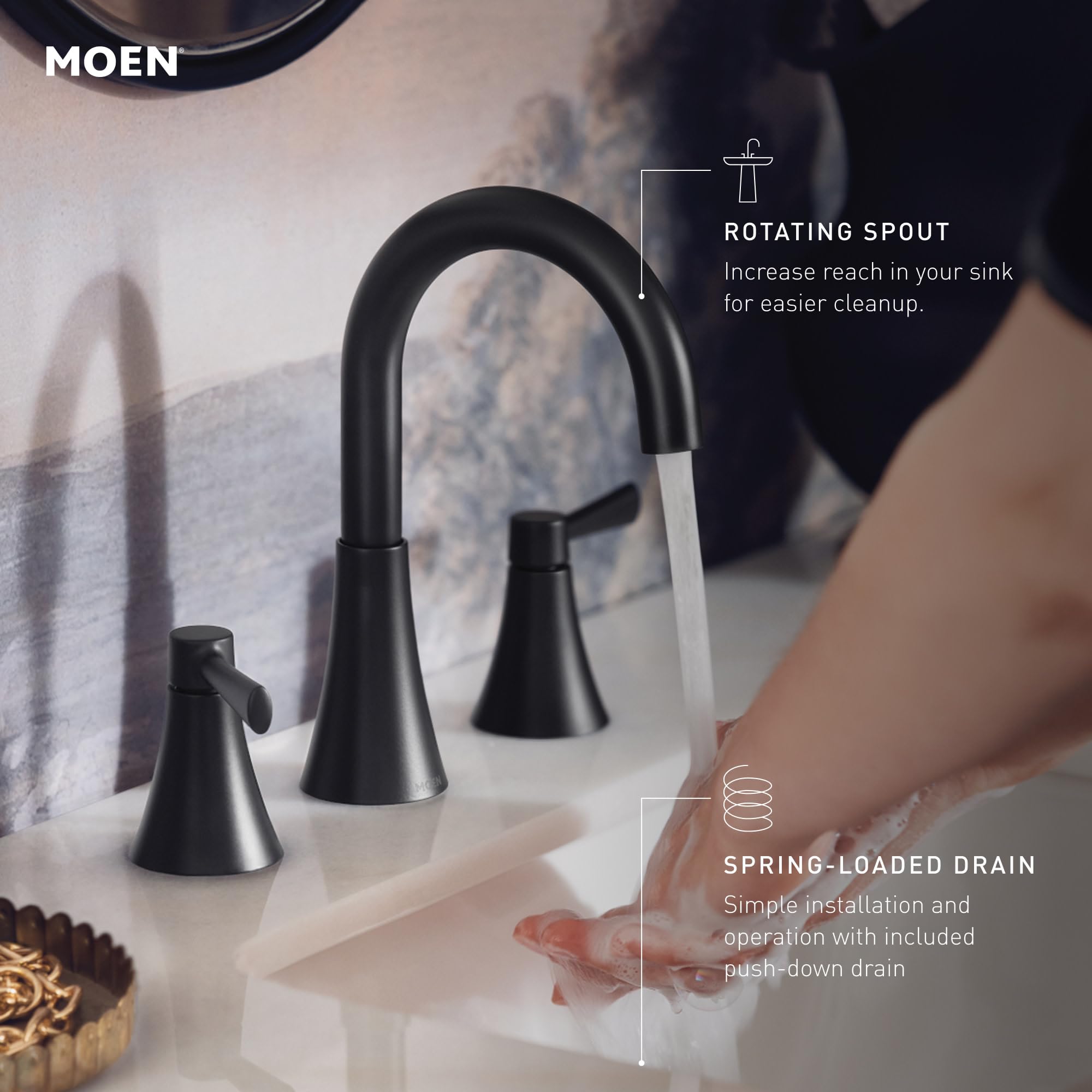 Snapklik.com : Moen Ronan Bronzed Gold Two-Handle Adjustable Widespread ...