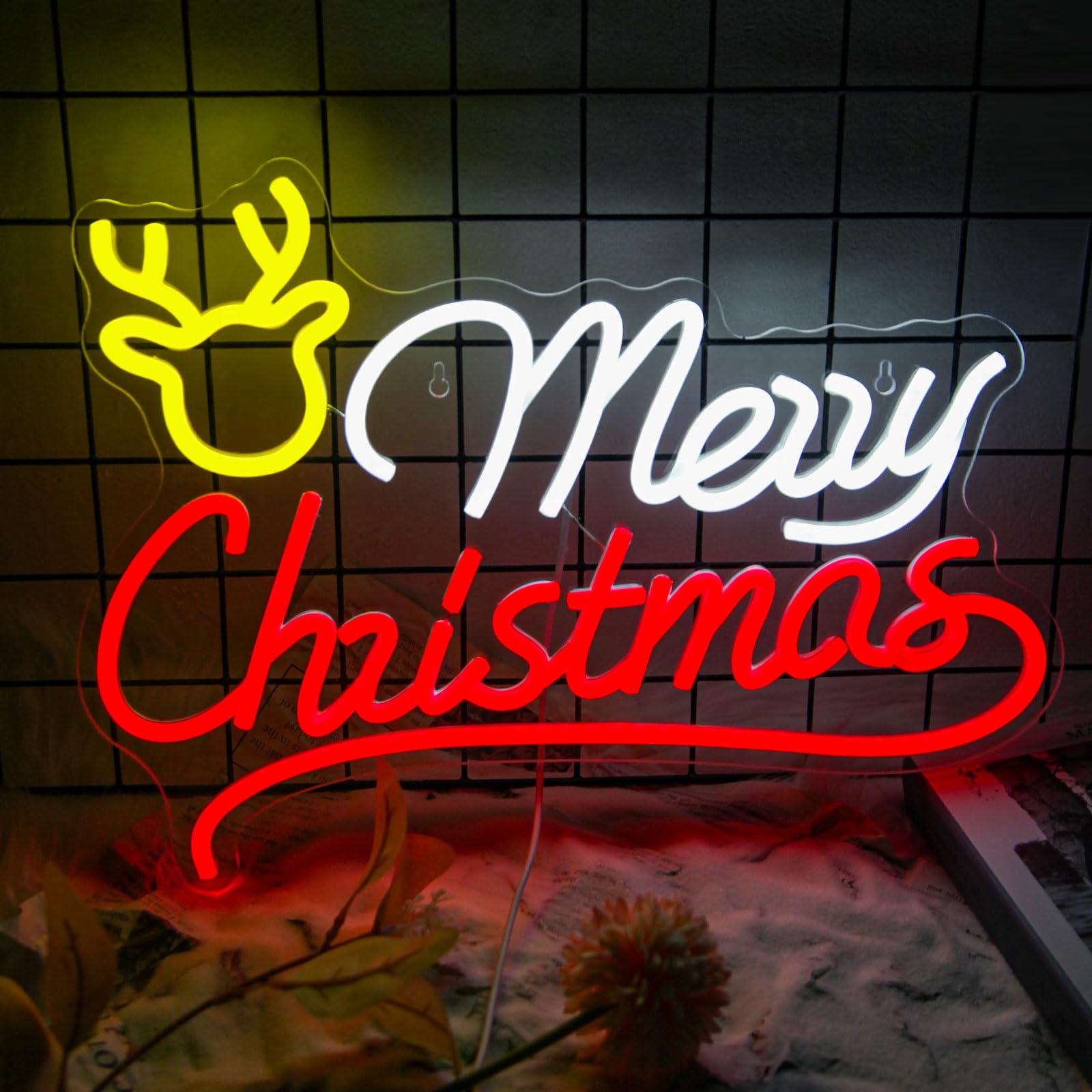 Amazon.com : Merry Christmas Neon Sign LED Dimmable Colorful Chrismas ...