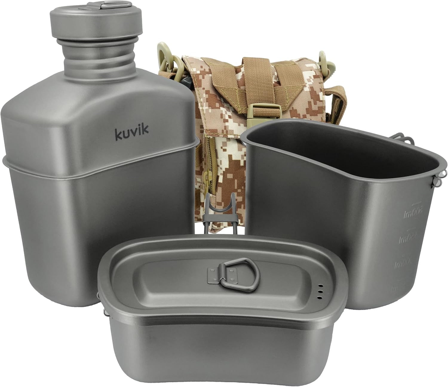 Amazon.com : Kuvik Titanium Canteen Mess Kit - Ultralight and Compact ...