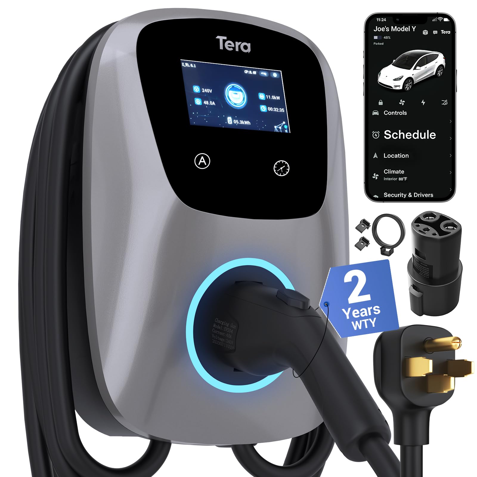 Amazon.com: Tera for Tesla Electric Vehicle (EV) Charger: Level 2 J1772 ...