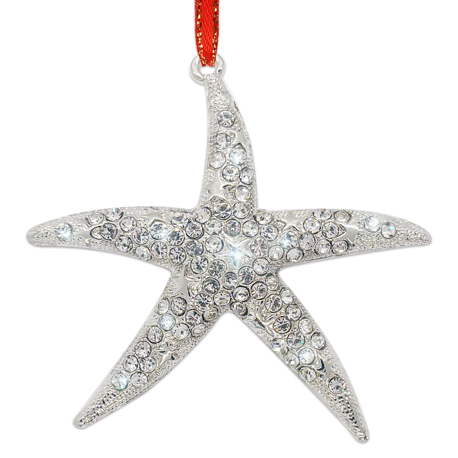 Amazon.com: JUESMOS Starfish Ornaments for Christmas Tree Metal Silver ...