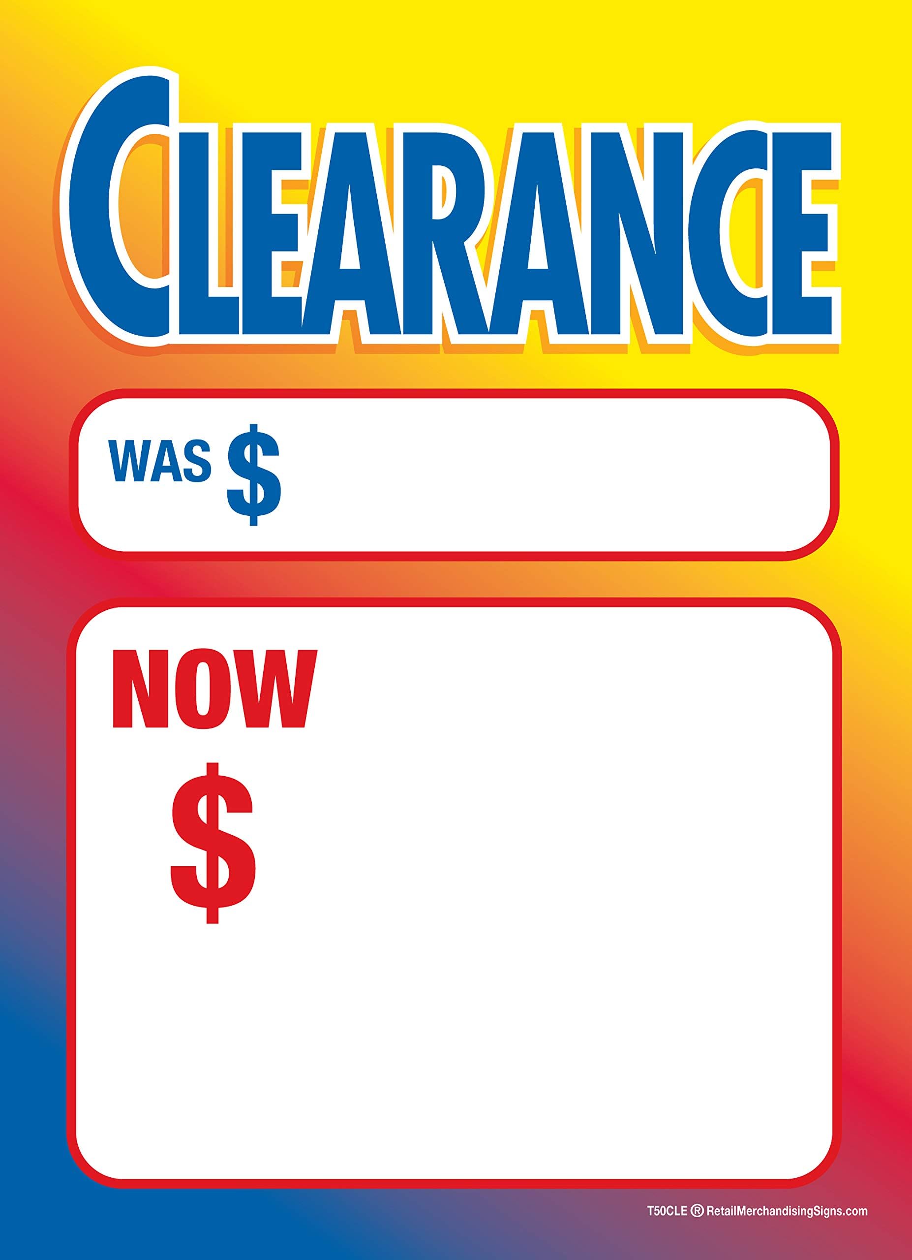 Amazon.com : T50CLE Clearance | Multi Color | Slotted Sale Tags | 5" x ...