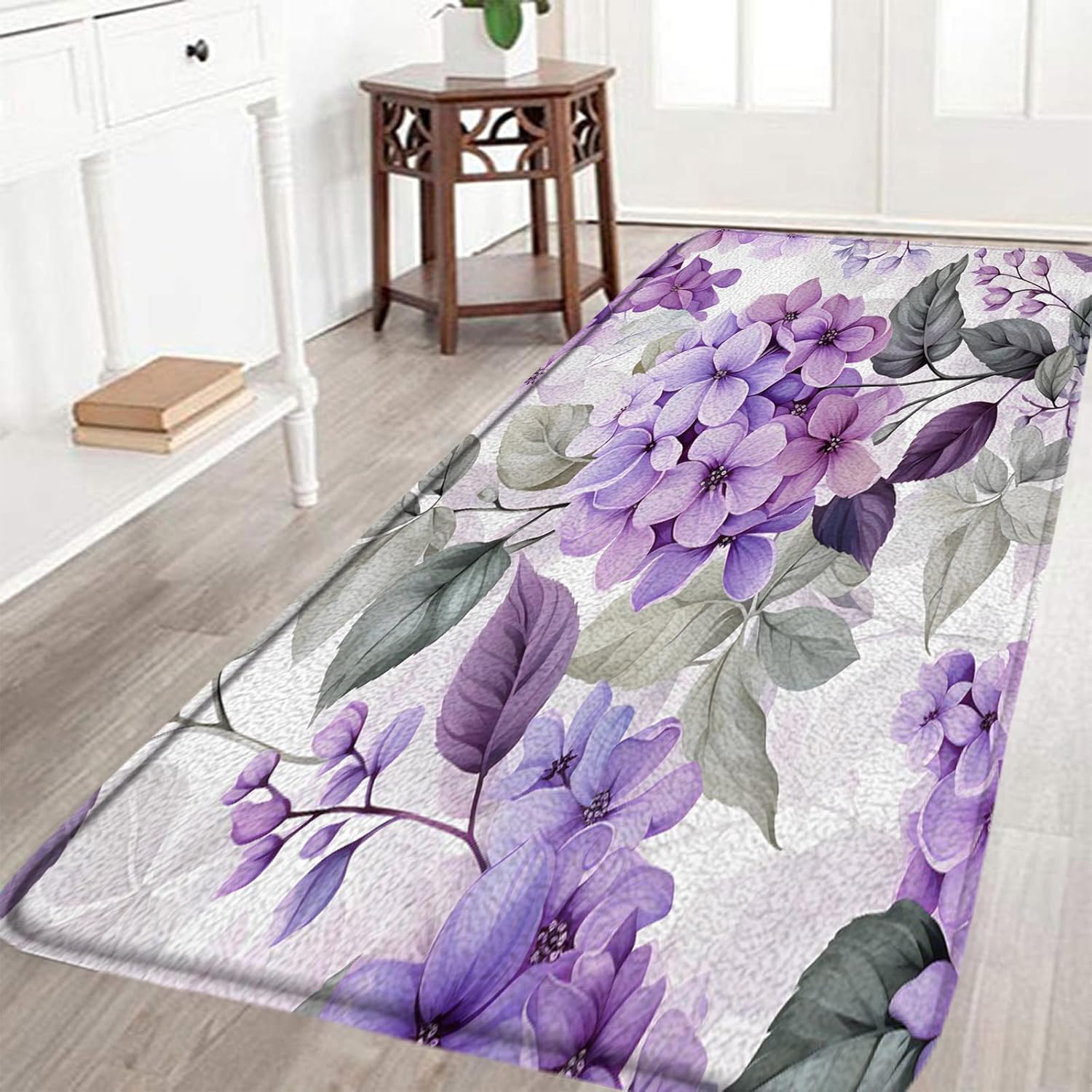 Amazon.com: Purple Hydrangea Floral Bath Mat Spring Flowers Blossom ...