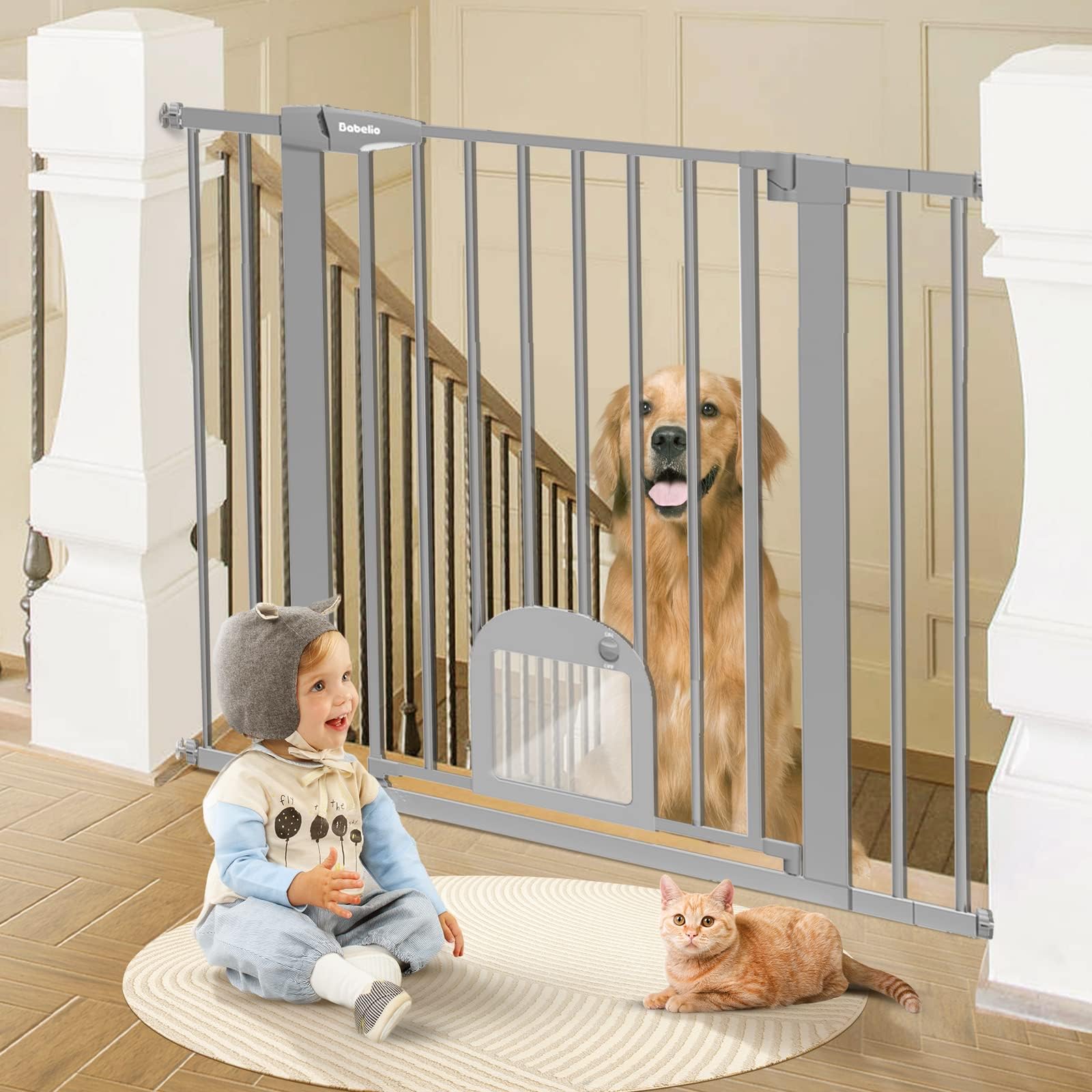 Amazon.com : Babelio Upgraded Baby Gate with Cat Door, 29-43" Auto ...