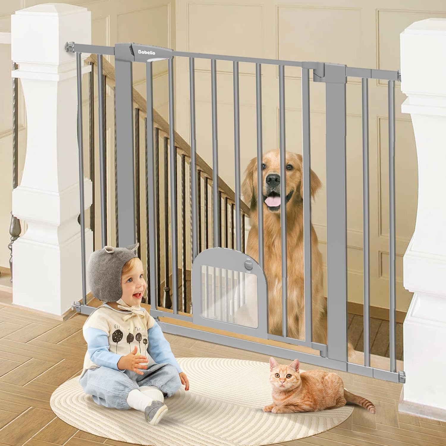 Amazon.com : Babelio 36" Tall Upgraded Baby Gate with Cat Door,29-43 ...