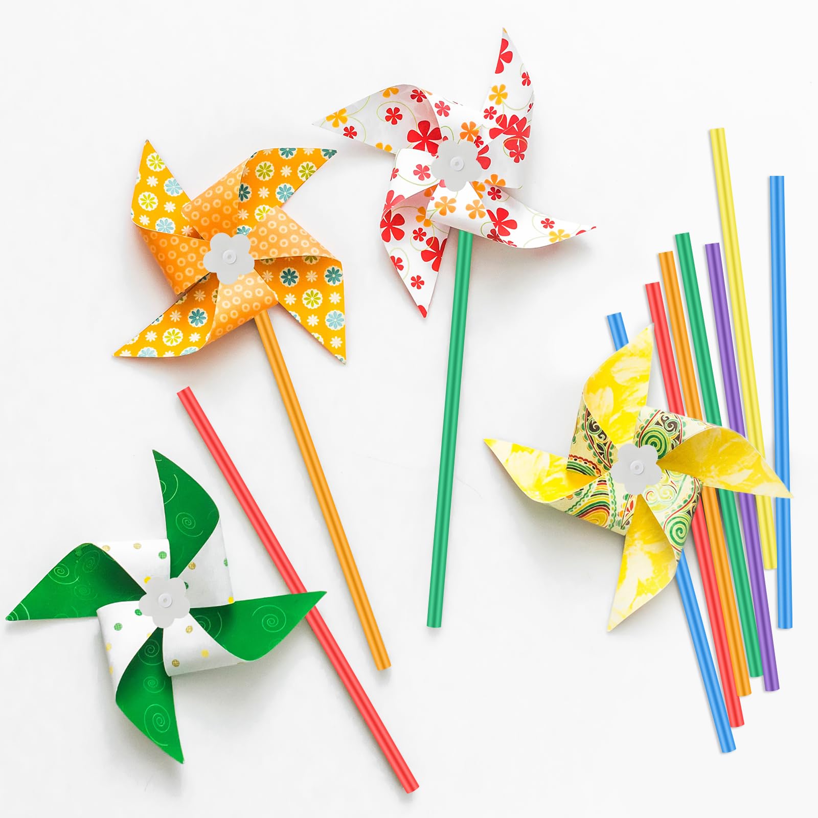 Snapklik.com : Poen 48 Pcs DIY Pinwheels Craft White Blank Paper ...