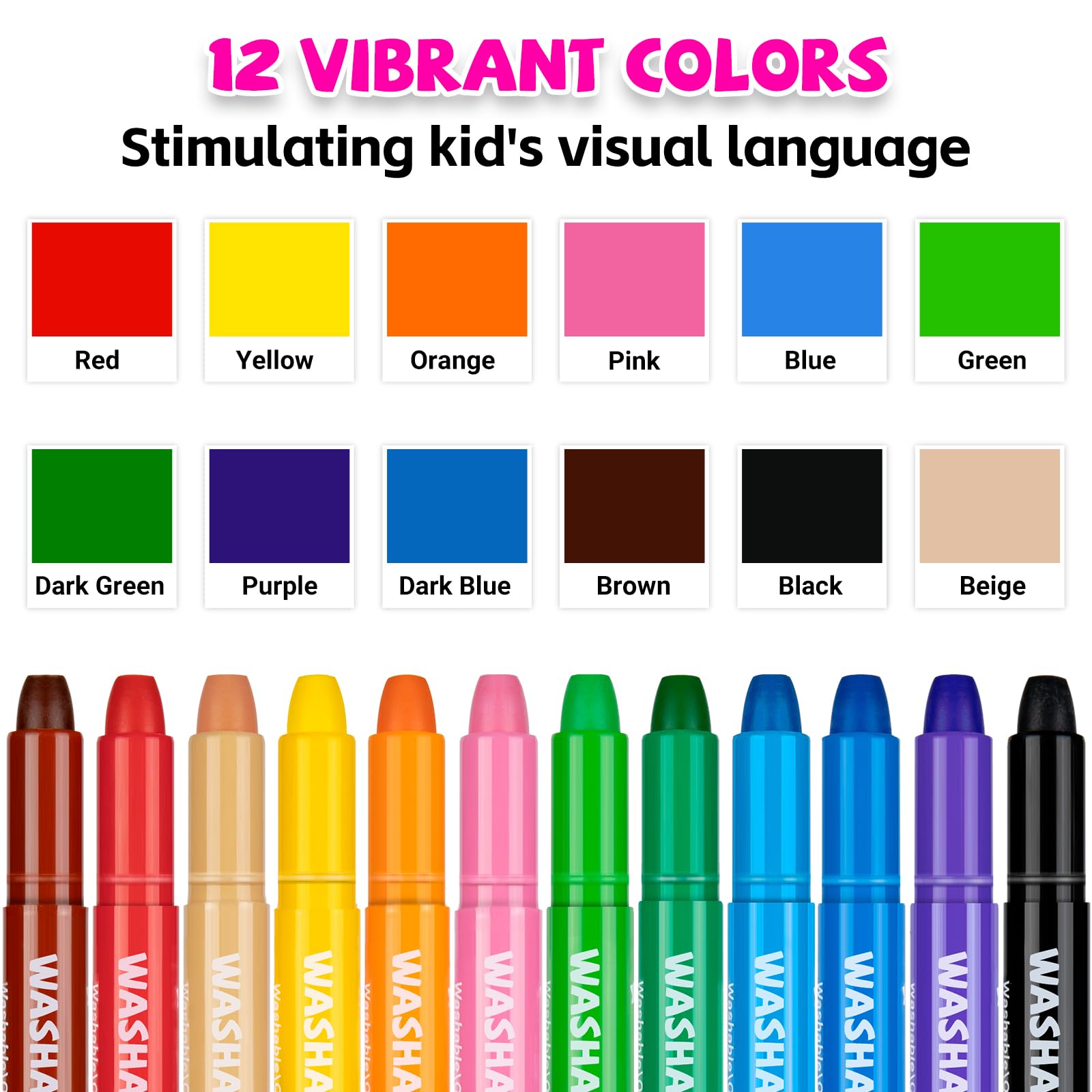 Silk Crayons Mr. Pen Washable Gel Crayons - 20 Pack, Twistable, Non ...