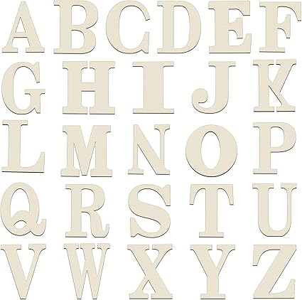 Amazon.com: Soaoo 52 Pieces 12 Inch Unfinished Blank Wooden Letters ...