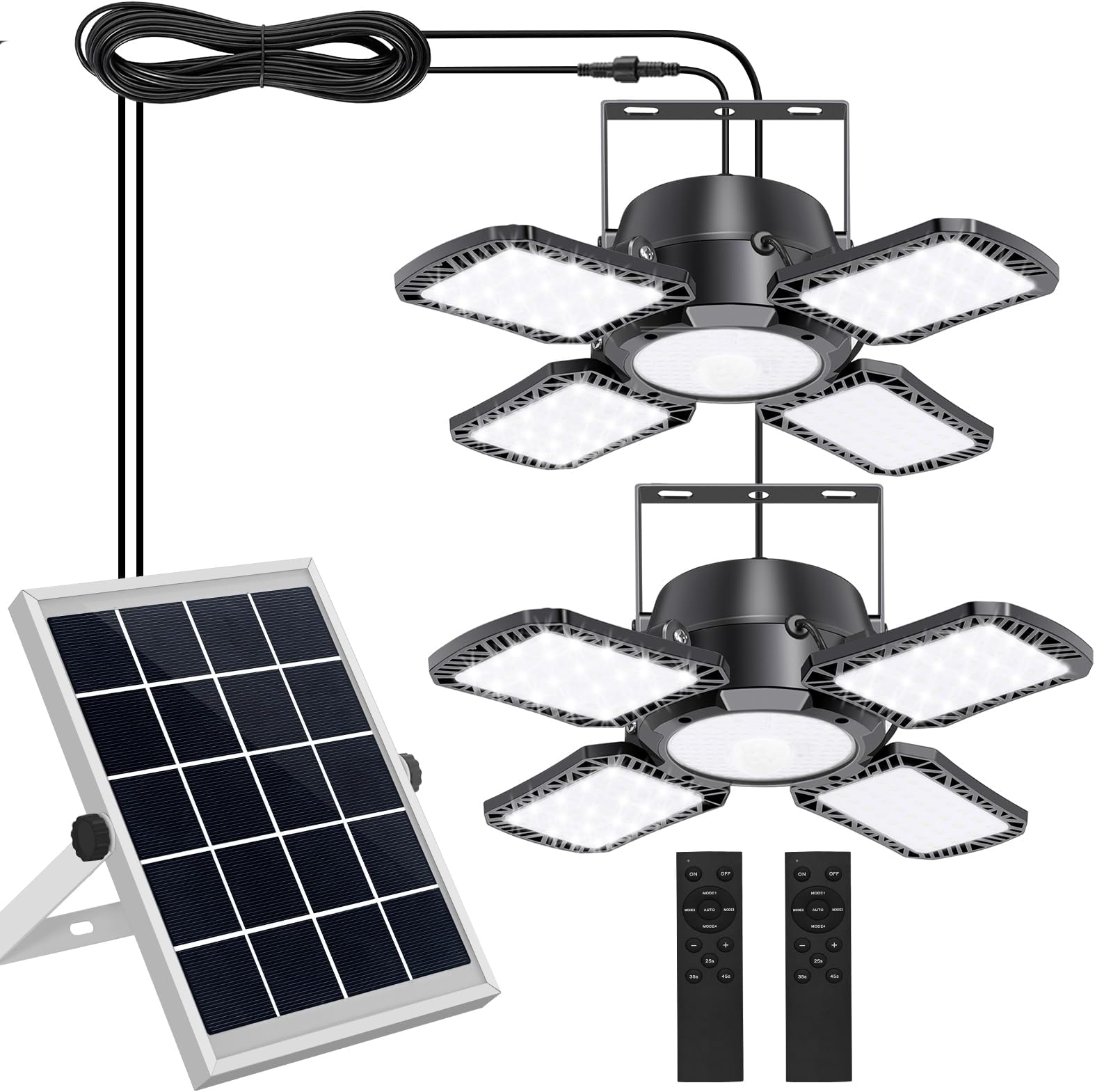 Deogos Solar Pendant Lights, Dual Head Solar Shed Lights with Motion ...