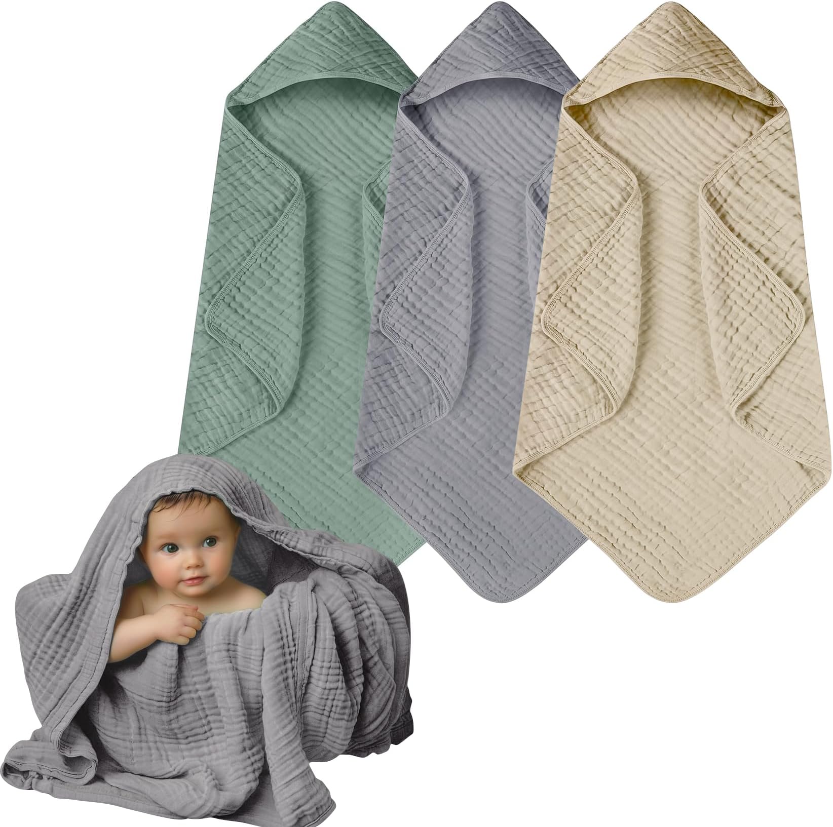 Amazon.com: Hooded Baby Bath Towels, 2 Pack Baby Towels with Hood for ...