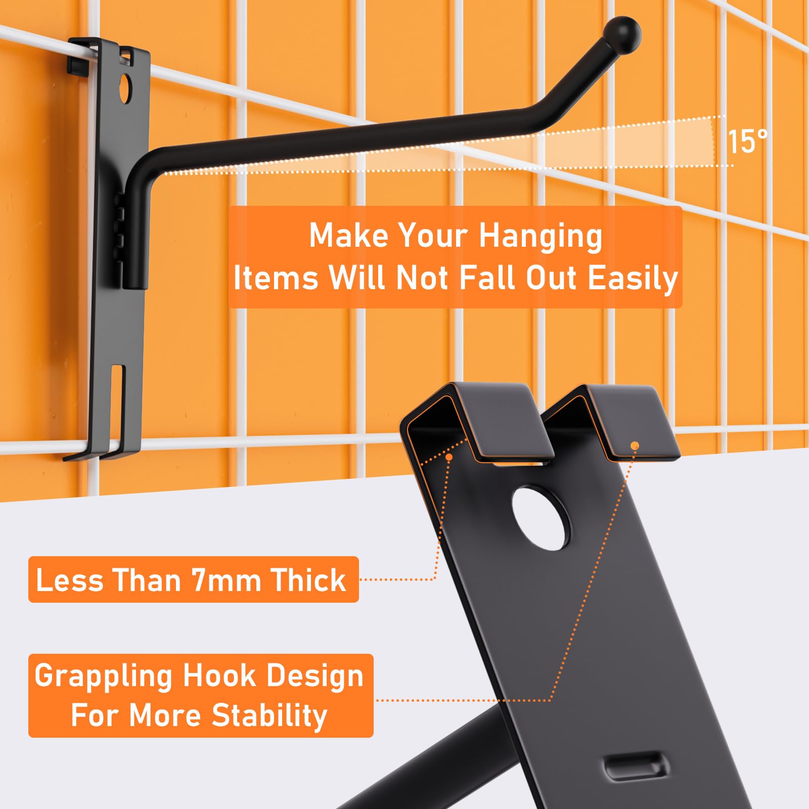 Snapklik.com : 4 Inch Gridwall Hooks, 60 Pack Heavy Duty Black Display ...