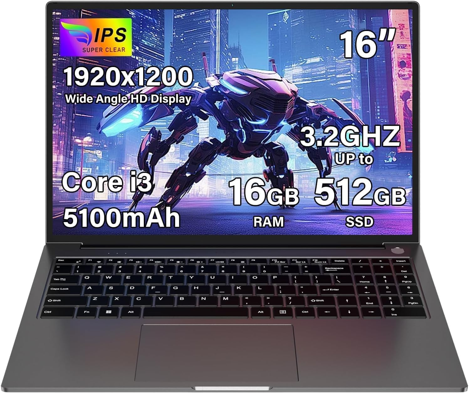 Ruzava Laptop Gaming Computer 16GB RAM 512GB 1TB SSD Expansion Core i3 ...