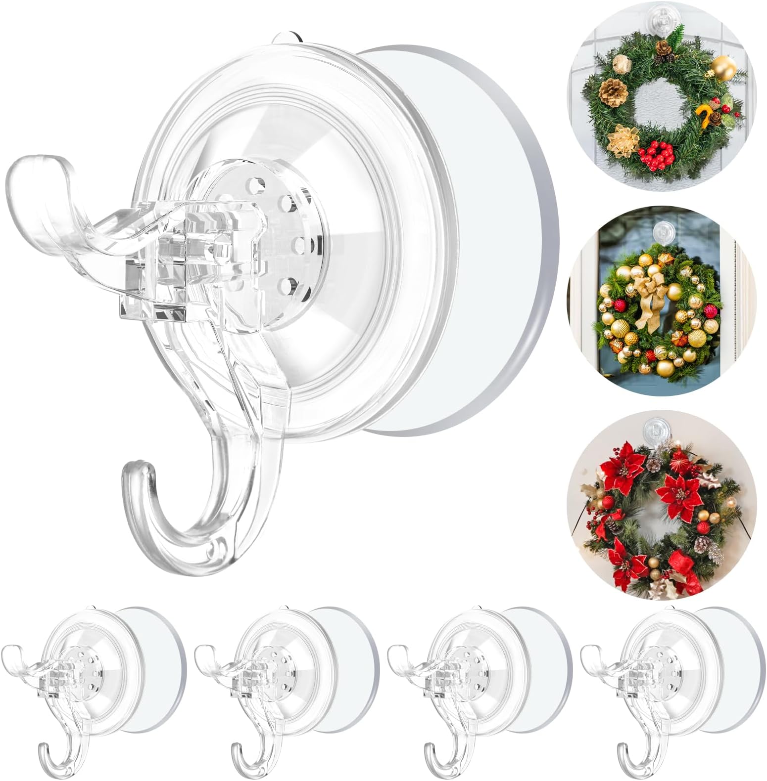 Amazon.com: AENTGIU Wreath Hanger, 5 Pack Heavy Duty Suction Cup Hooks ...