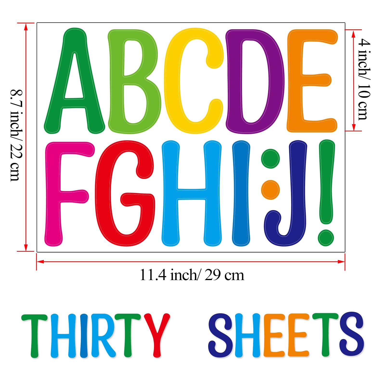 Snapklik.com : Bemeol 30 Sheets Large Letter Stickers 4 Inch Alphabet ...