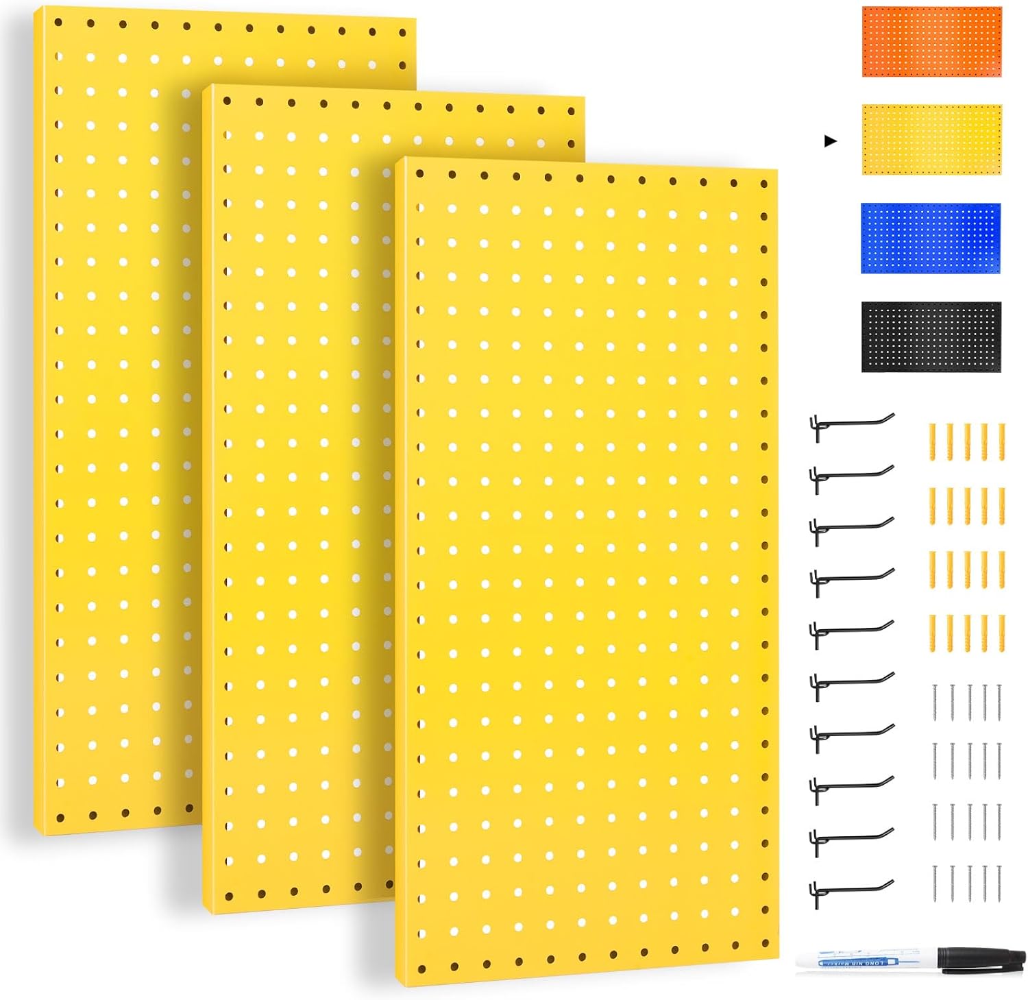 Amazon.com: Peg Board, 3 Pack Metal Pegboard Panels (3) 24" x 12 ...