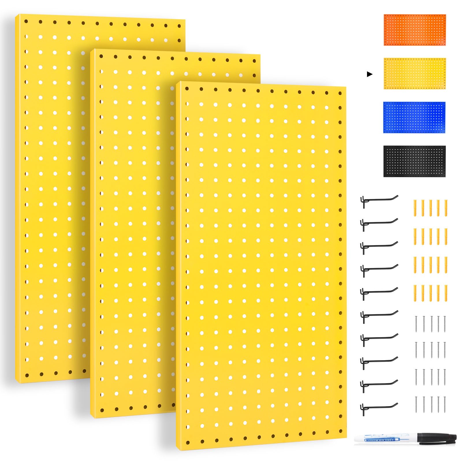 Amazon.com: Peg Board, 3 Pack Metal Pegboard Panels (3) 24" x 12 ...
