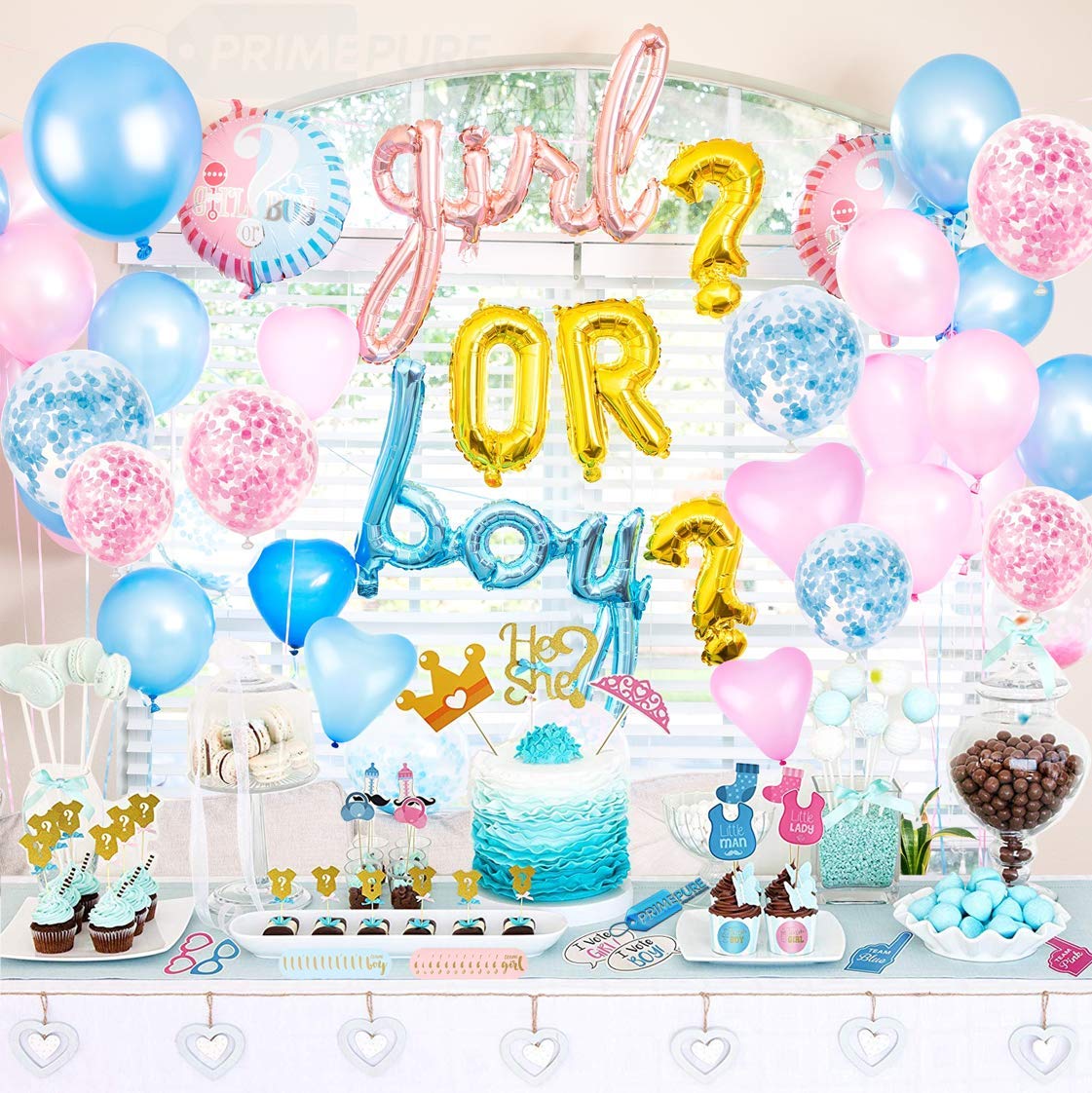 Gender Reveal Decorations - 111 Piece Premium Kit | Gender Reveal Party ...
