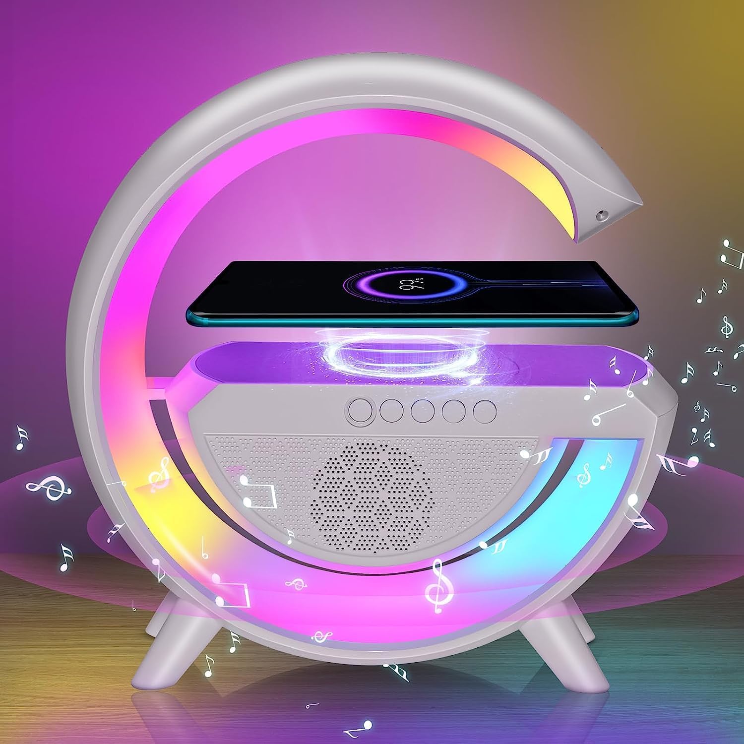 VIEWIDE Bluetooth Speakers LED Ambient Lighting Night Lamp for Bedroom ...