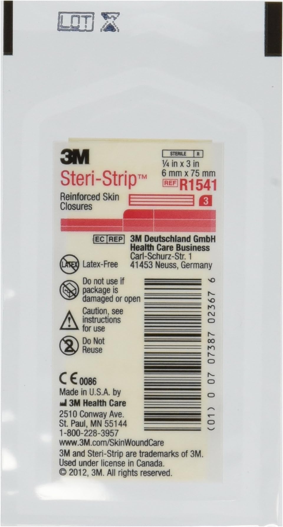 Amazon.com: 3M R1541 1/4'' x 3'' Steri-Strip Reinforced Skin Closure ...
