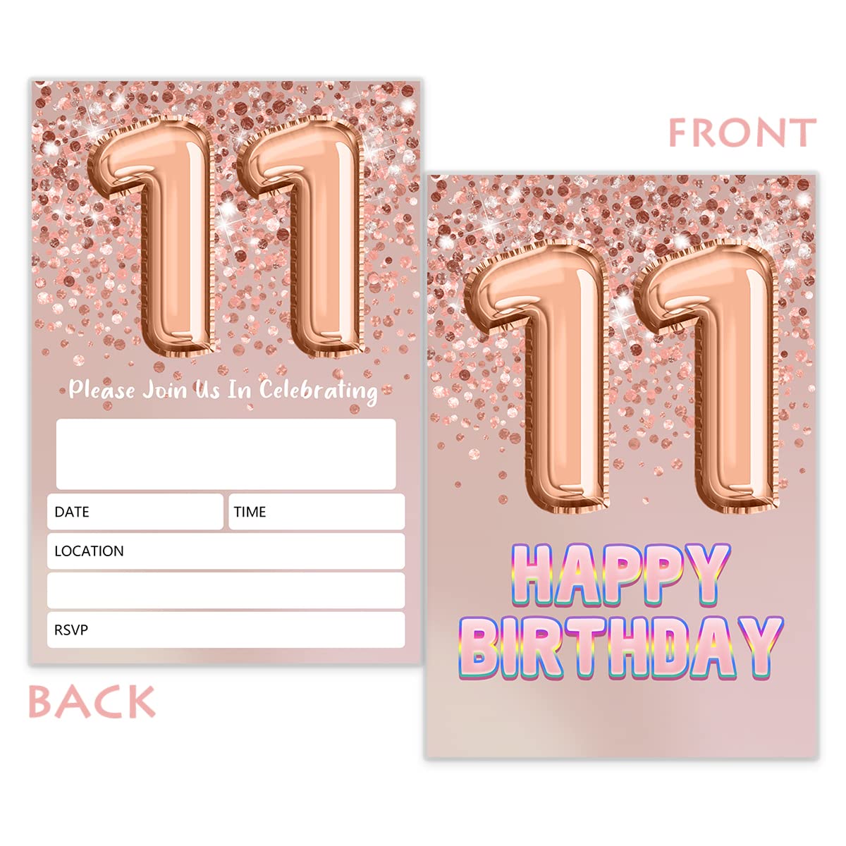 Happy Eleventh Birthday Invitation Cards TDETO 11th Birthday
