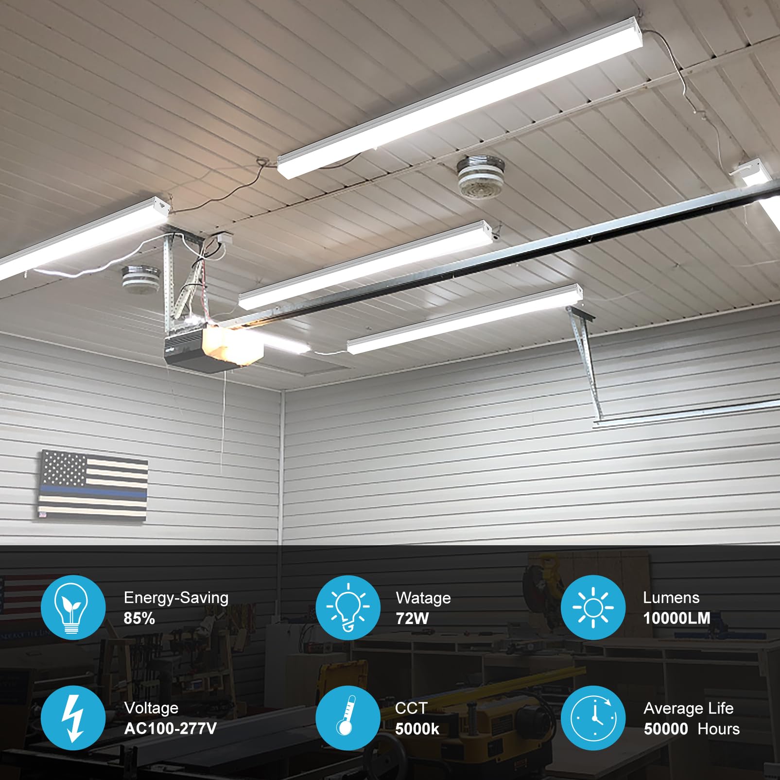 Surface Mounted Fluorescent Lighting For Garage VEVOR 10 Pack LED Shop
