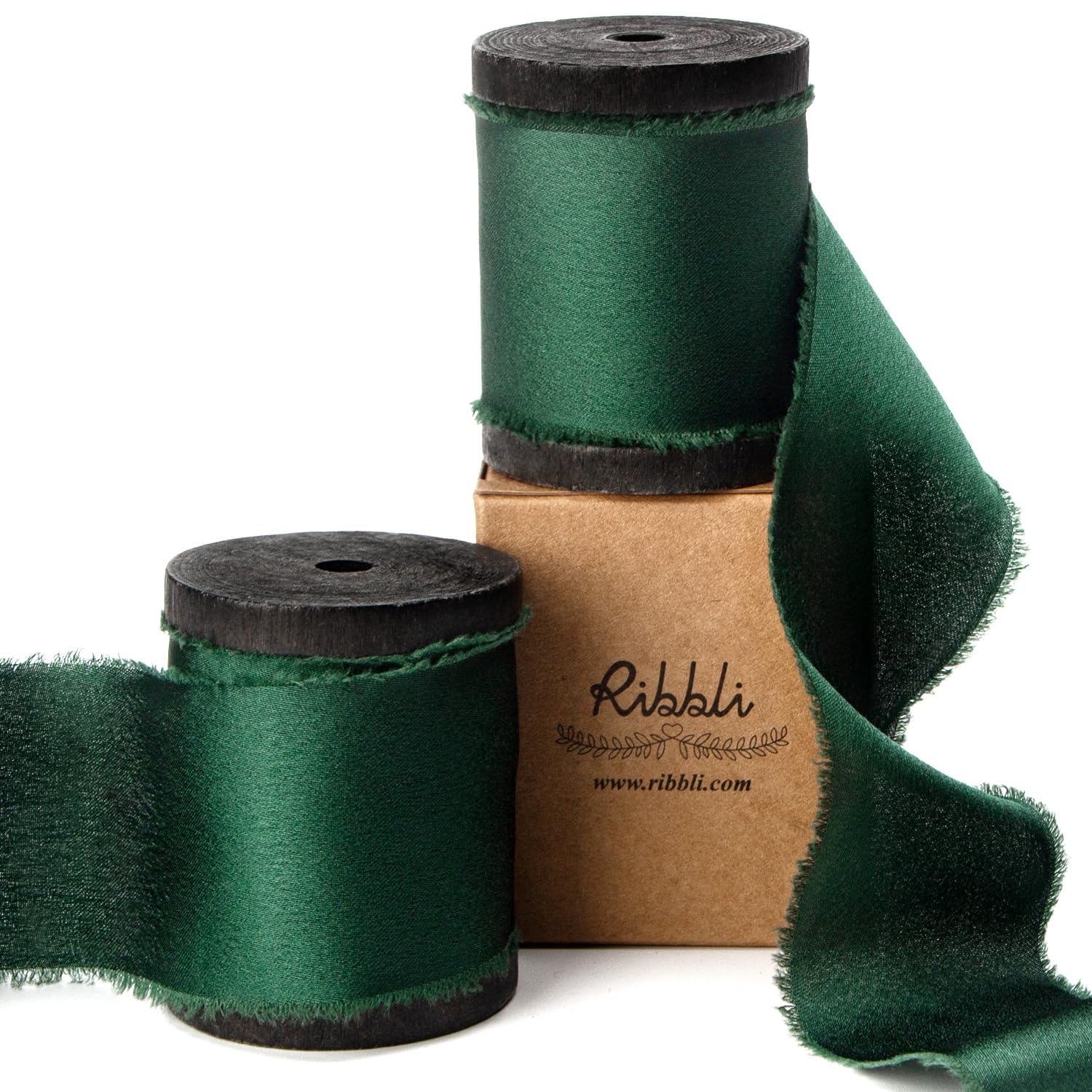 Amazon.com: Ribbli Forest Green Silk Satin Ribbon 1.5 Inch x 12 Yard ...
