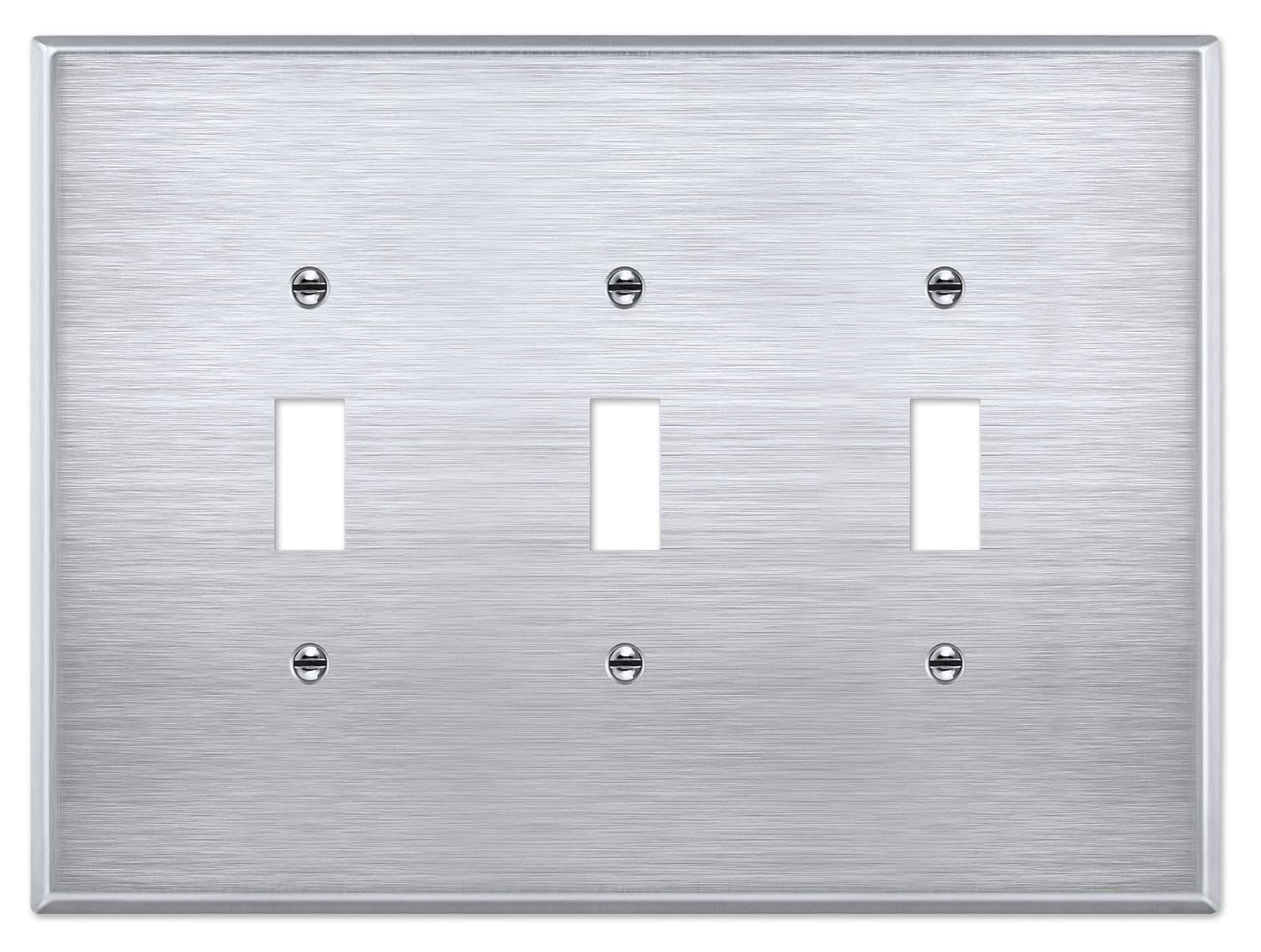 OVERSIZED 3 Gang Toggle Stainless Steel Light Switch Cover - Jumbo ...