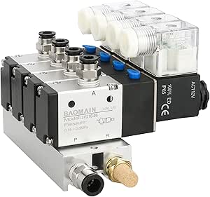 Amazon.com: Baomain 4 Space Pneumatic Solenoid Valve 3V210-08, Normally Open type, PT1/4 2 ...