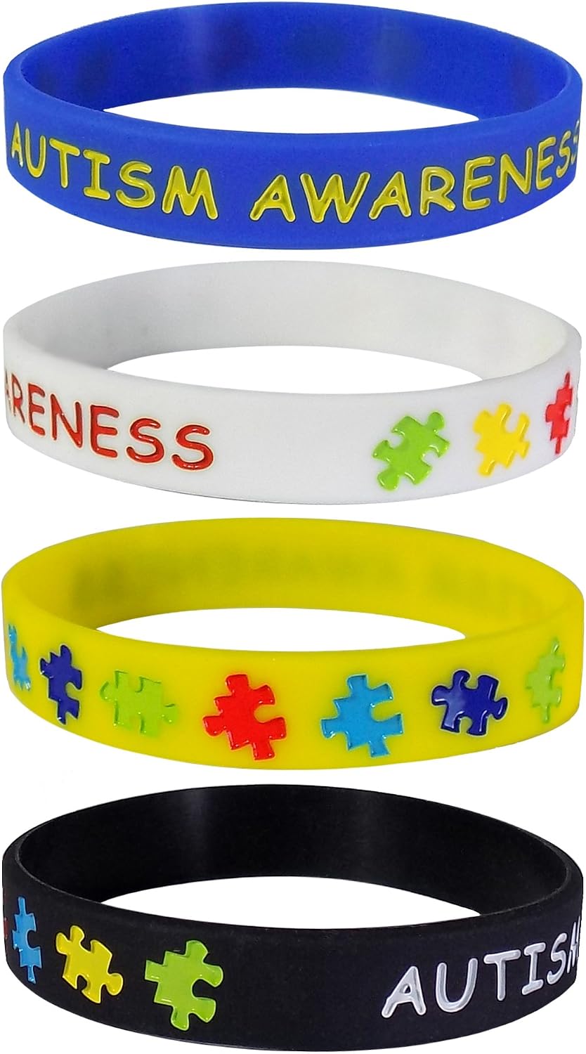 Amazon.com: Max Petals 4 Autism Awareness Silicone Wristbands Blue ...