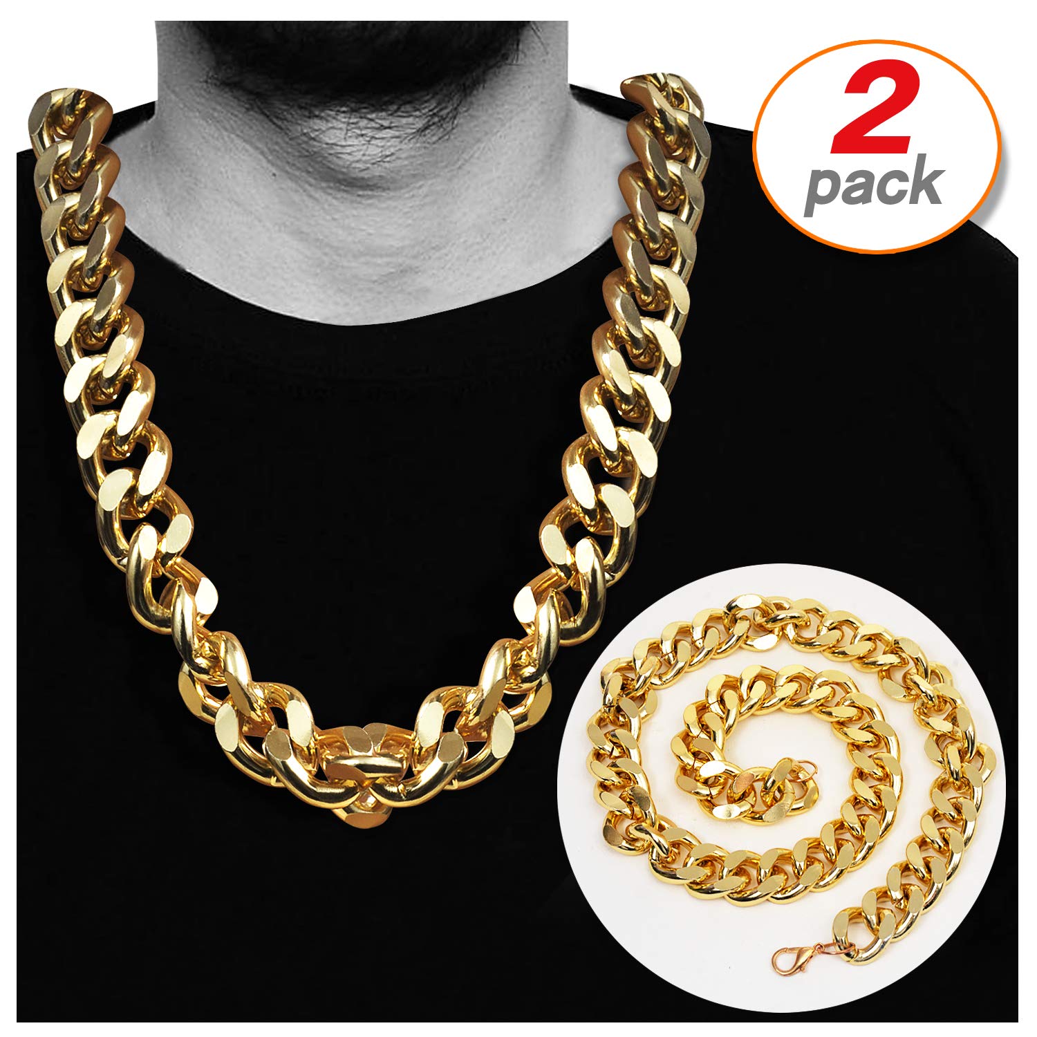 2 Pack Hip Hop Chain Necklace...B07KCCLNP7 | Encarguelo.com