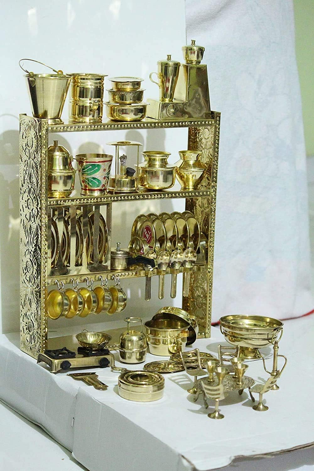 Buy Tirtha Enterprises Miniature Brass Kitchen Toy Set bhatukali Non ...