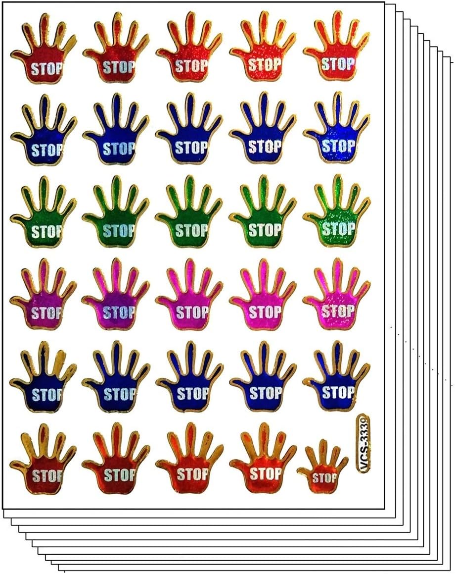 Aufkleber, Glitzer-Pack, 10 Blatt, bunt, Stopp-Handzeichen, Aufkleber ...