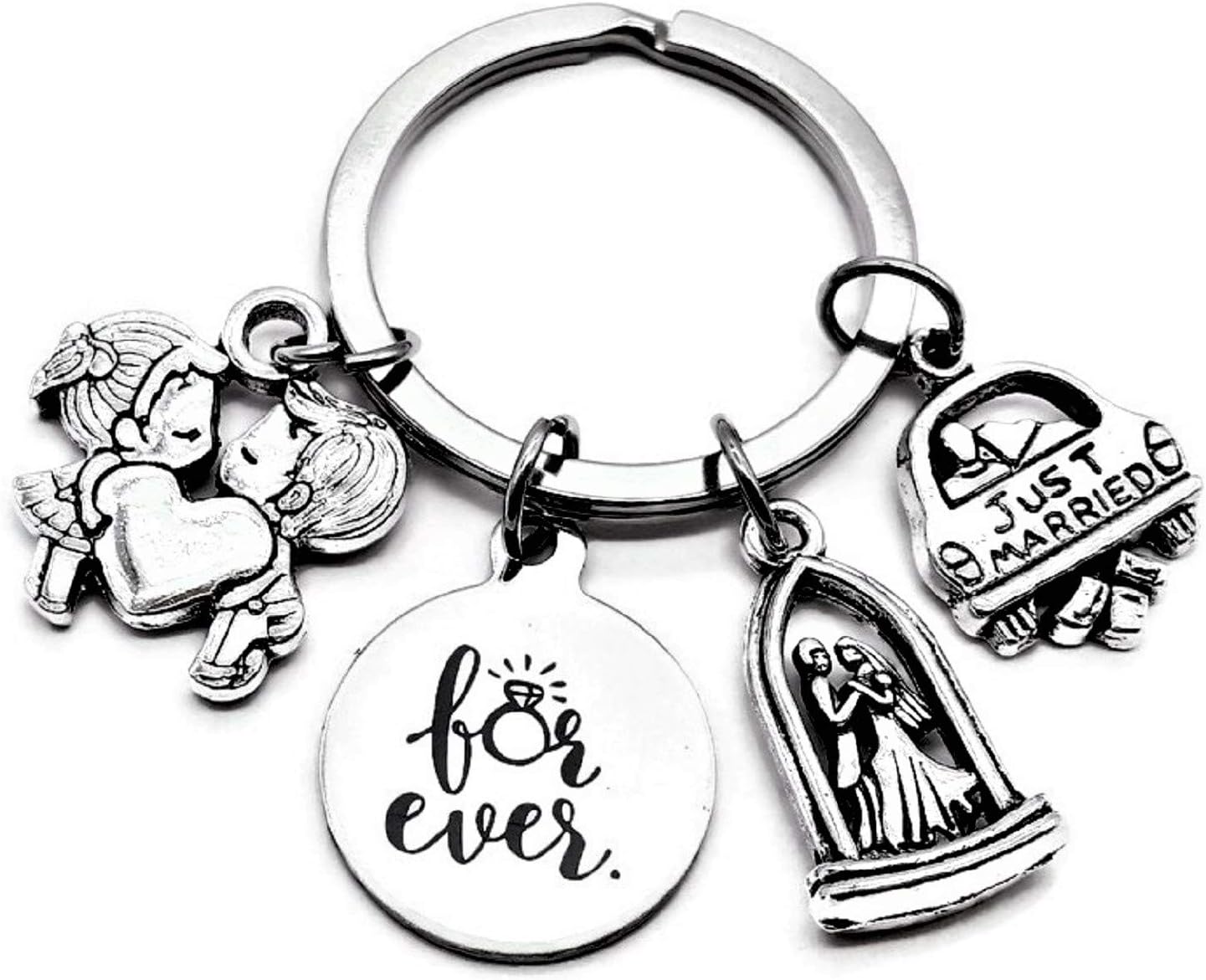 Amazon.com: Just Married Keychain Husband Wife Keychain Couple Keychain ...