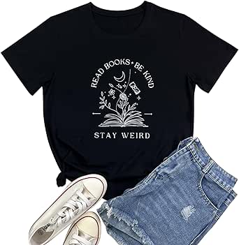 Amazon.com: BLACKOO Women Stay Weird Graphic Tees Casual Clothes ...
