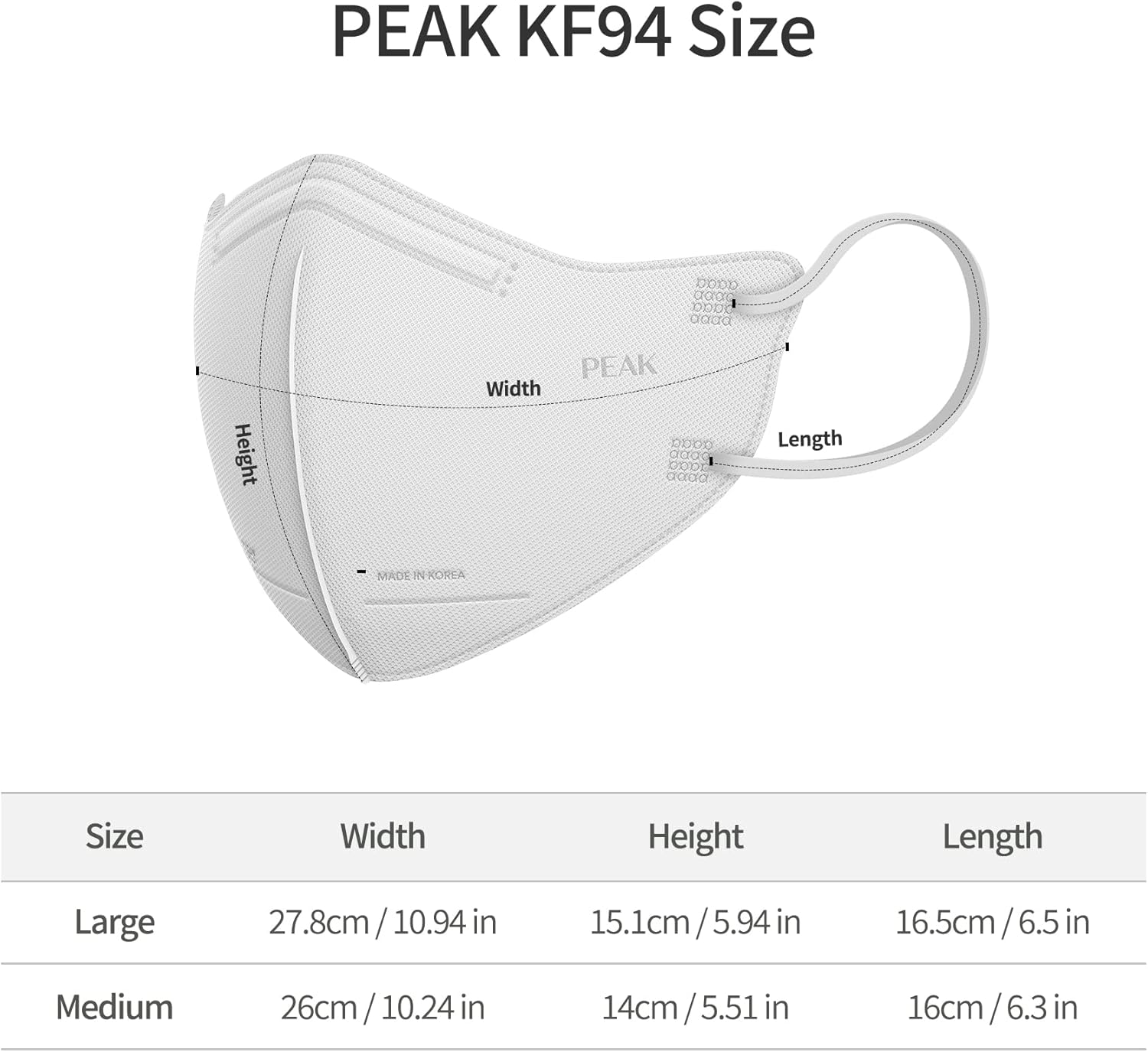 AER PEAK KF94 Disposable Face Masks Individually Wrapped, Breathable ...