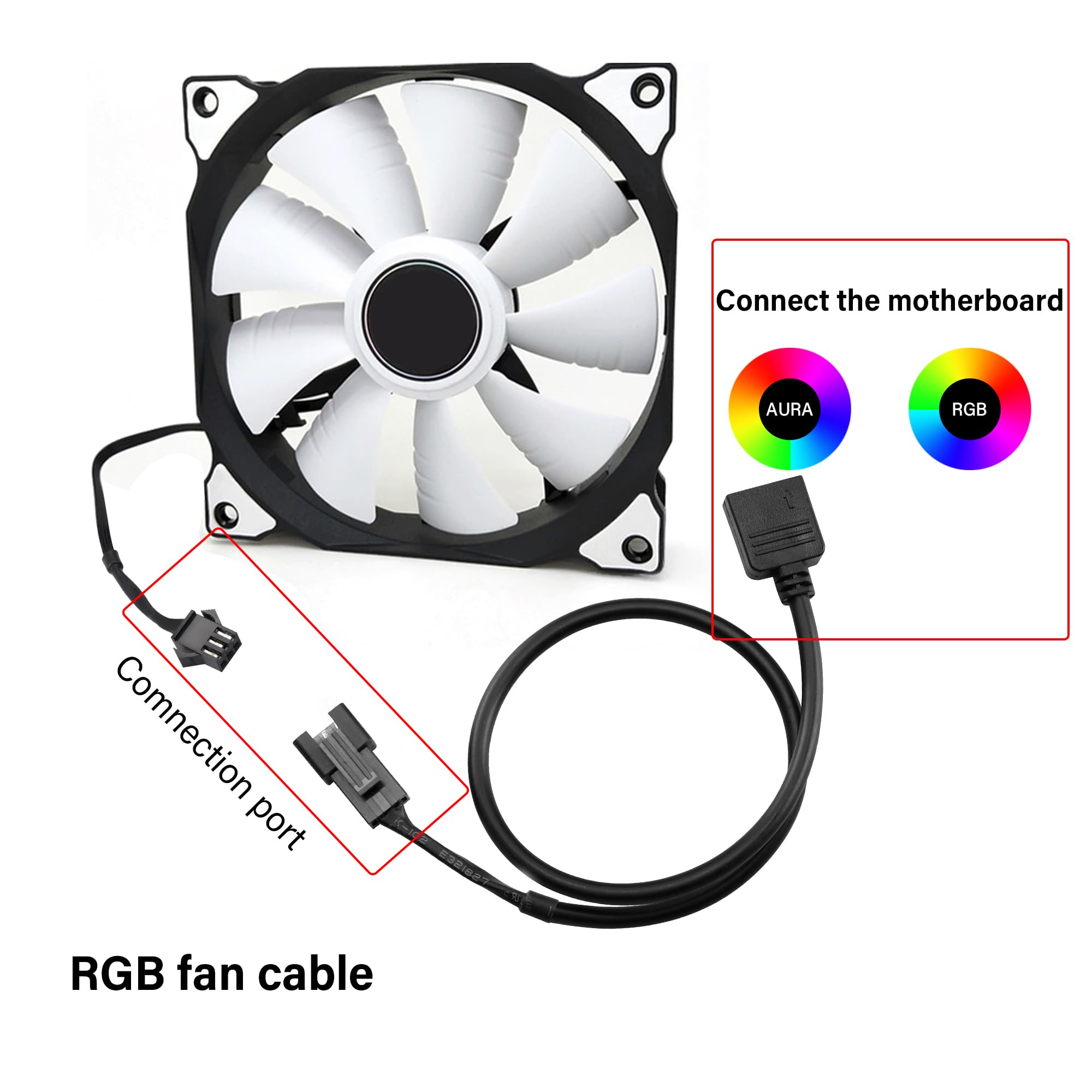 GINTOOYUN RGB Extension Cable 3-Pin to SM 3-Pin Male ARGB Connector ...