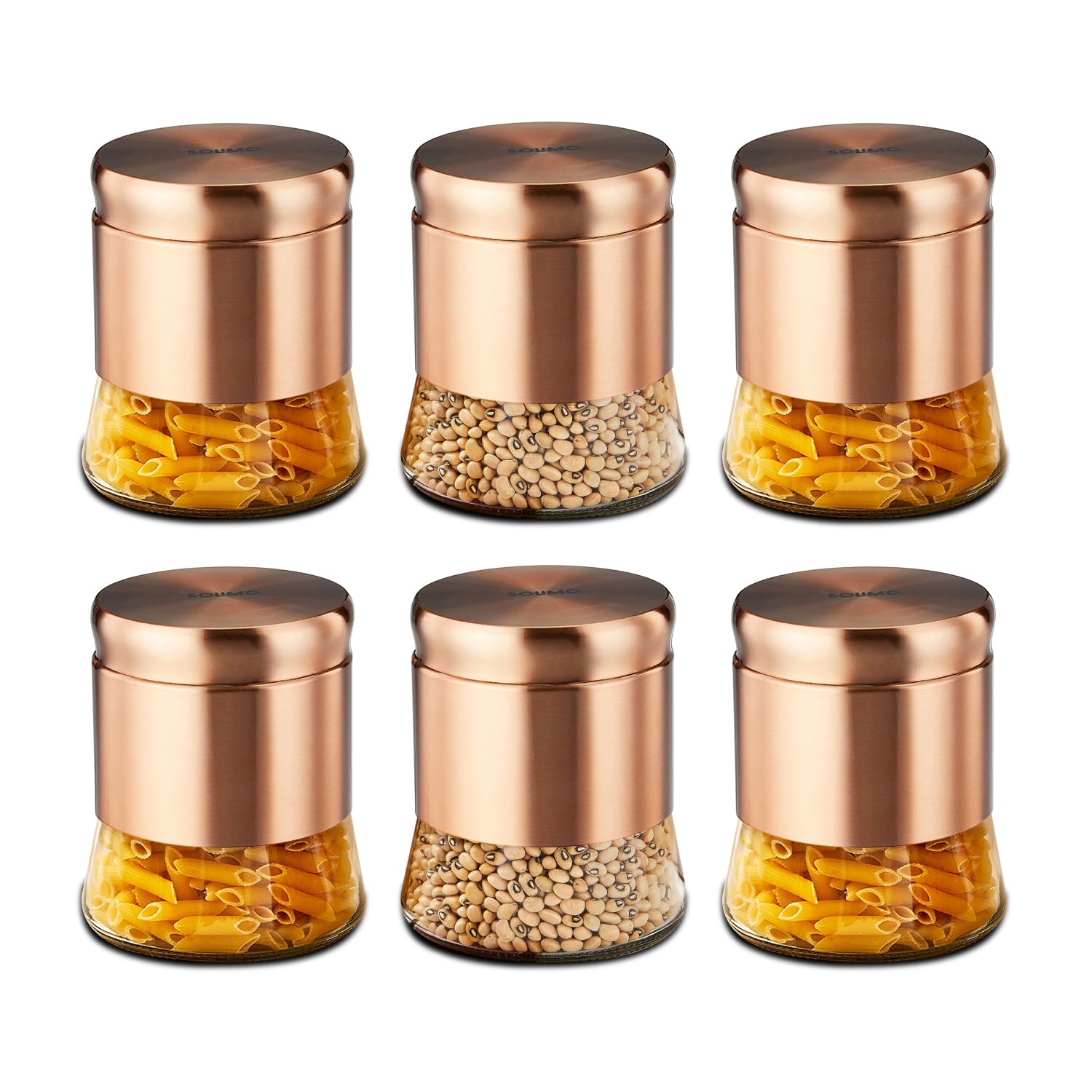 Buy Amazon Brand - Solimo Rose Gold Bell Bottom Glass Jar ...