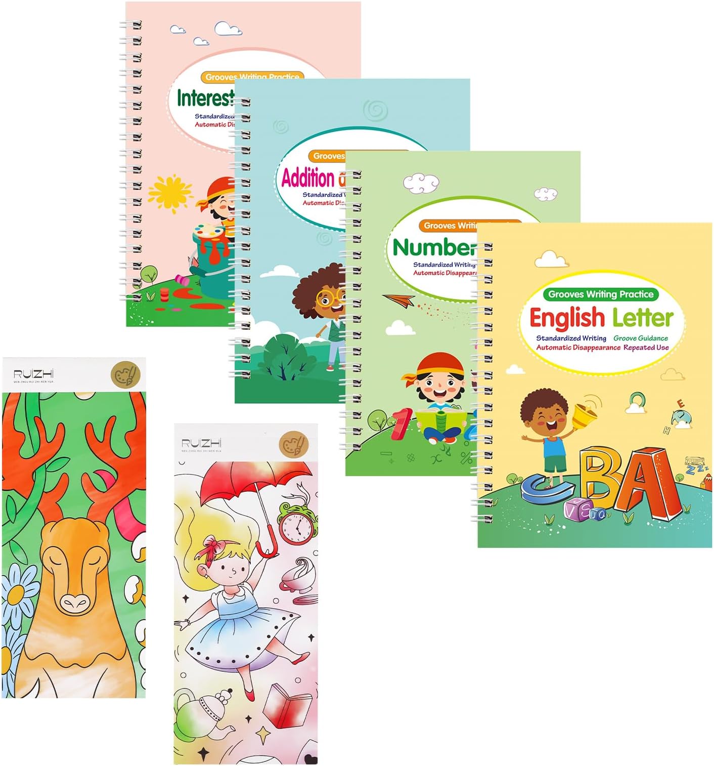 Amazon.com : Reusable Grooved Handwriting Workbooks, 5pcs Magic ...