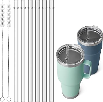 Bluwing Straws for YETI, 6 Pcs Reusable Tumbler Clear Straws ...