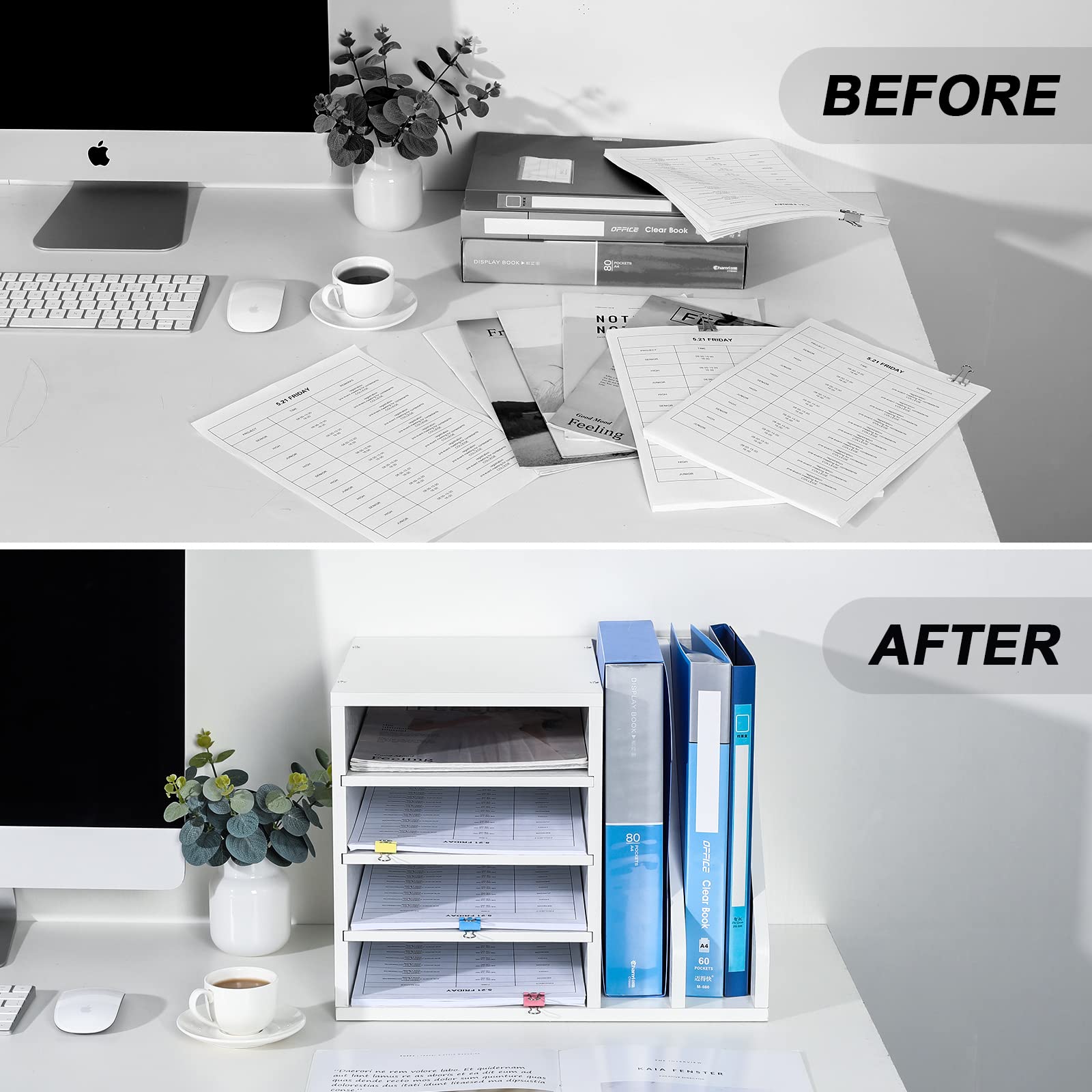 PAG Wood Desktop File Holder Organizer Mail Sorter for File Folders ...