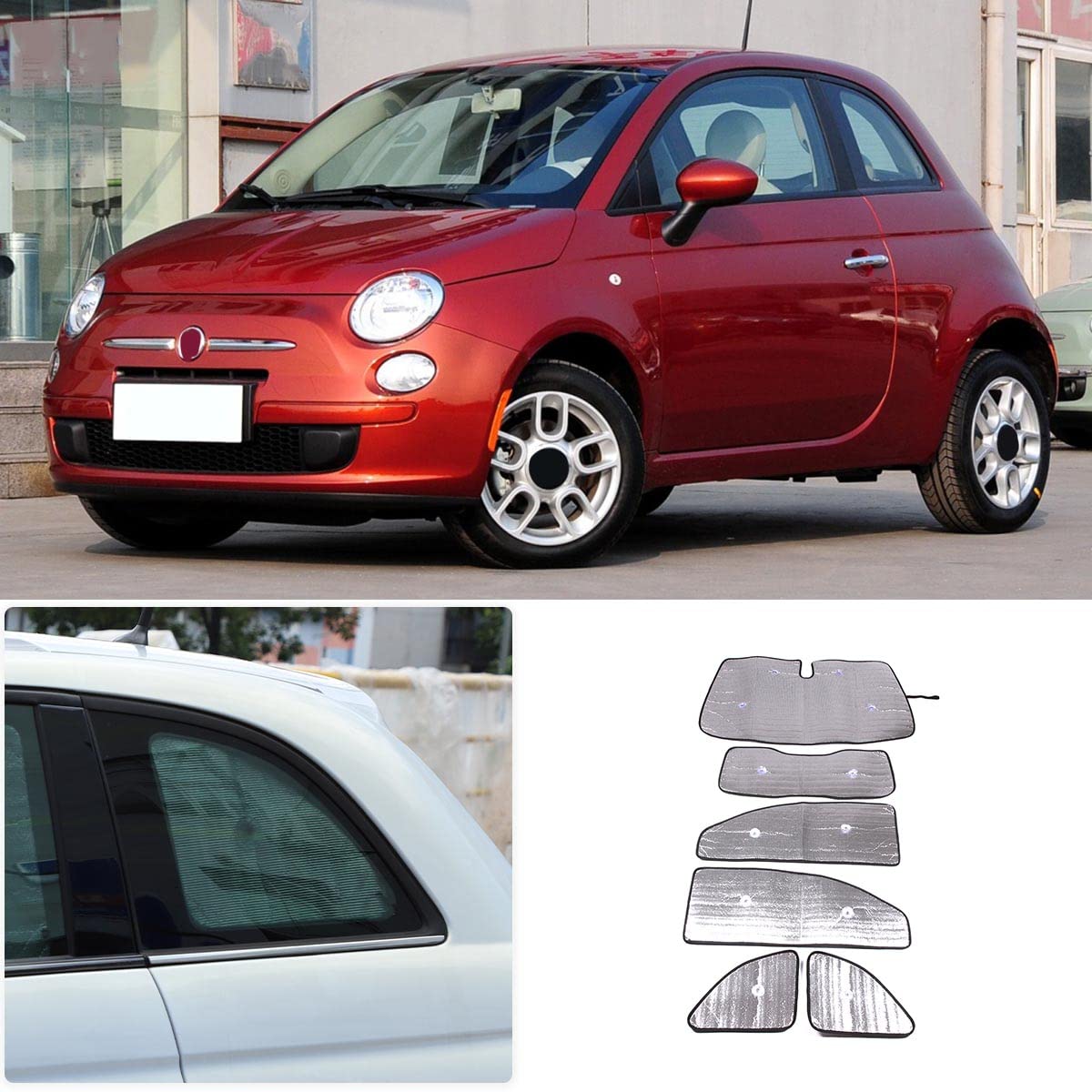 Car Windshield Sun Shade Full Cover Set Fit for Fiat 500, Car Window ...